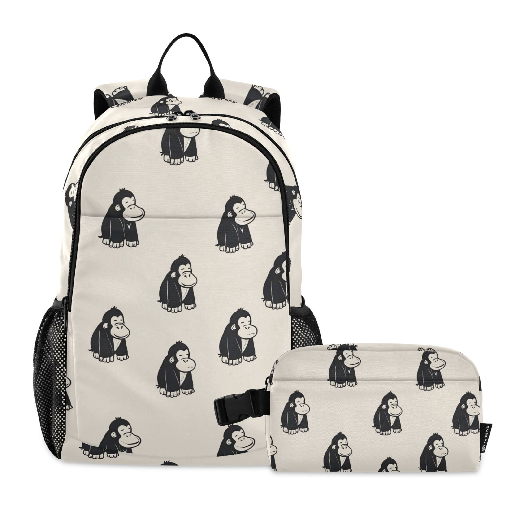 ALAZA Cute Gorilla School Backpack Lunch Box Set Student Bookbag ...
