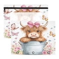 ALAZA Cute Highland Cattle Butterfly Pattern Pencil Pouch 3 Ring Binder ...