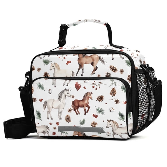 ALAZA Cute Horse Pinecones Lunch Box Insulated Cooler Bag Reusable Tote ...