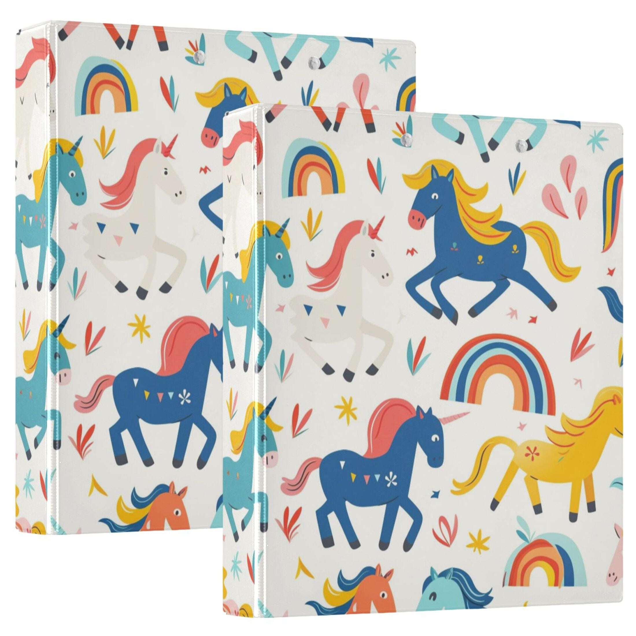 ALAZA Cute Horse Rainbow Hardcover 3 Ring Binder 1.5" Round Rings ...