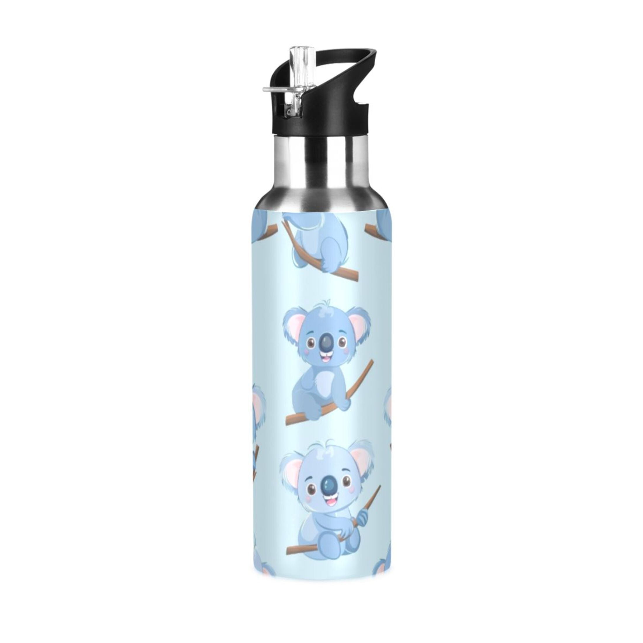ALAZA Cute Koalas Water Bottle Insulated Flask Stainless Steel Straw ...