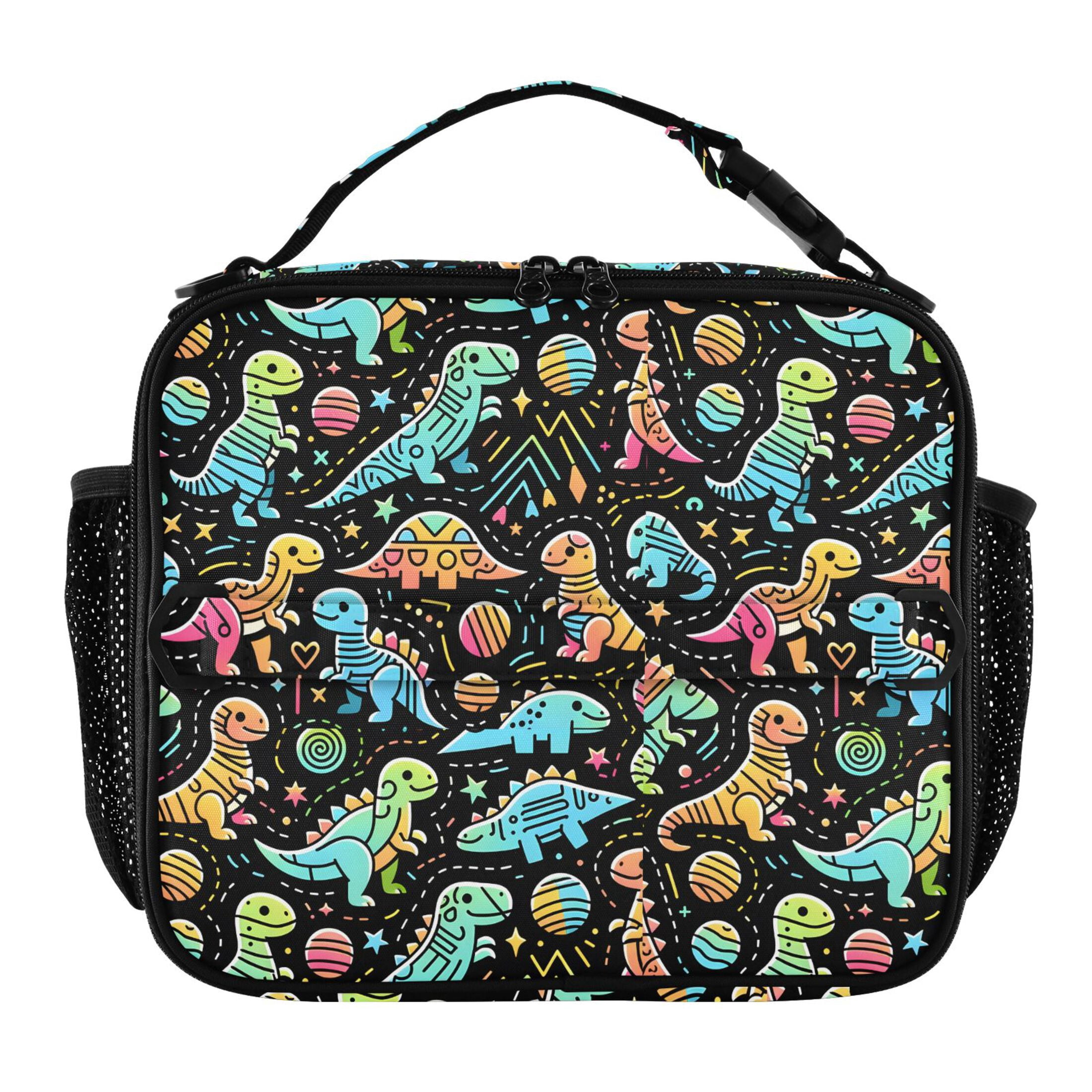 ALAZA Cute Magic Line Dinosaurs Lunch Box Insulated Lunch Bag Cooler ...