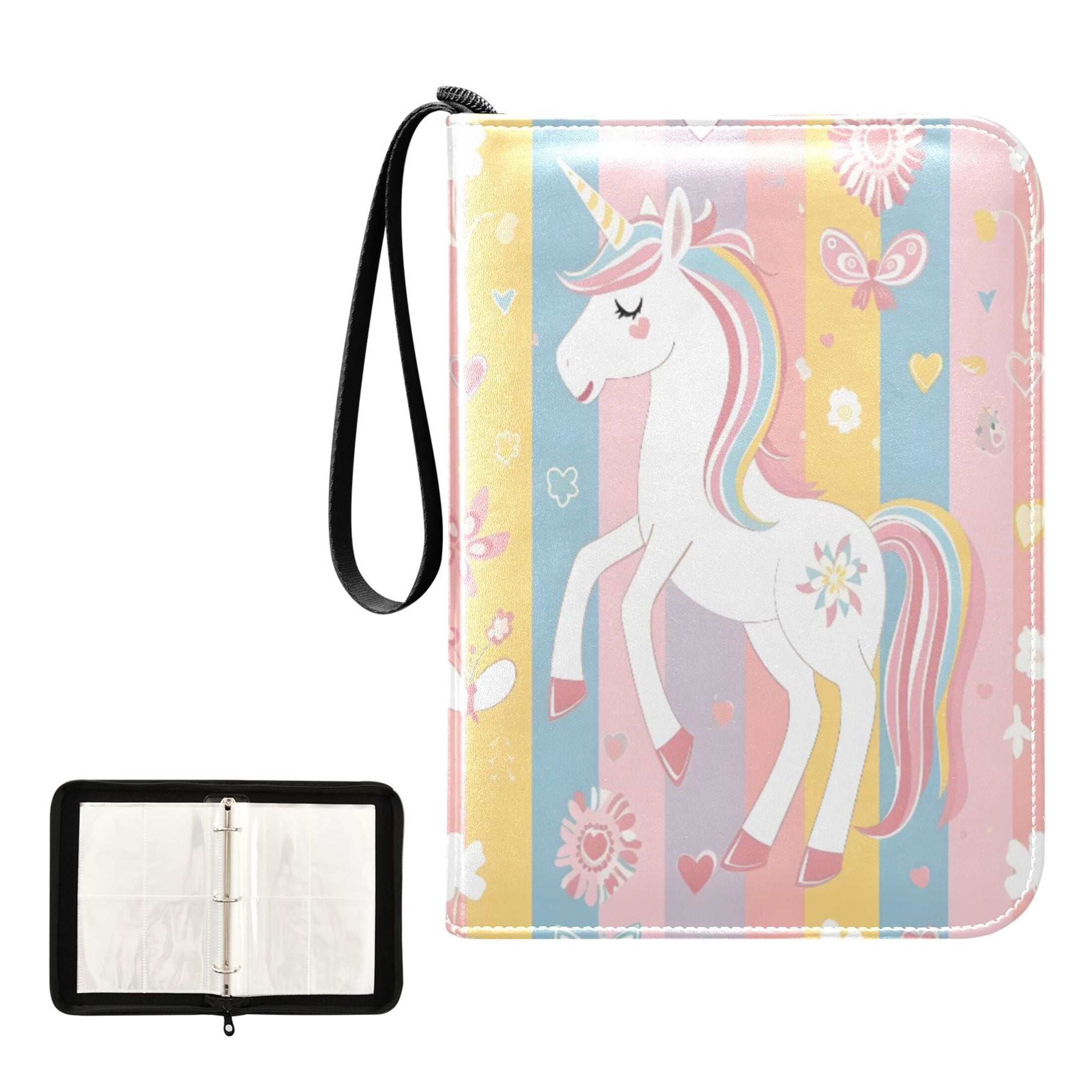 ALAZA Cute Magical Unicorn Trading Card Binder 4 Pocket Cards ...