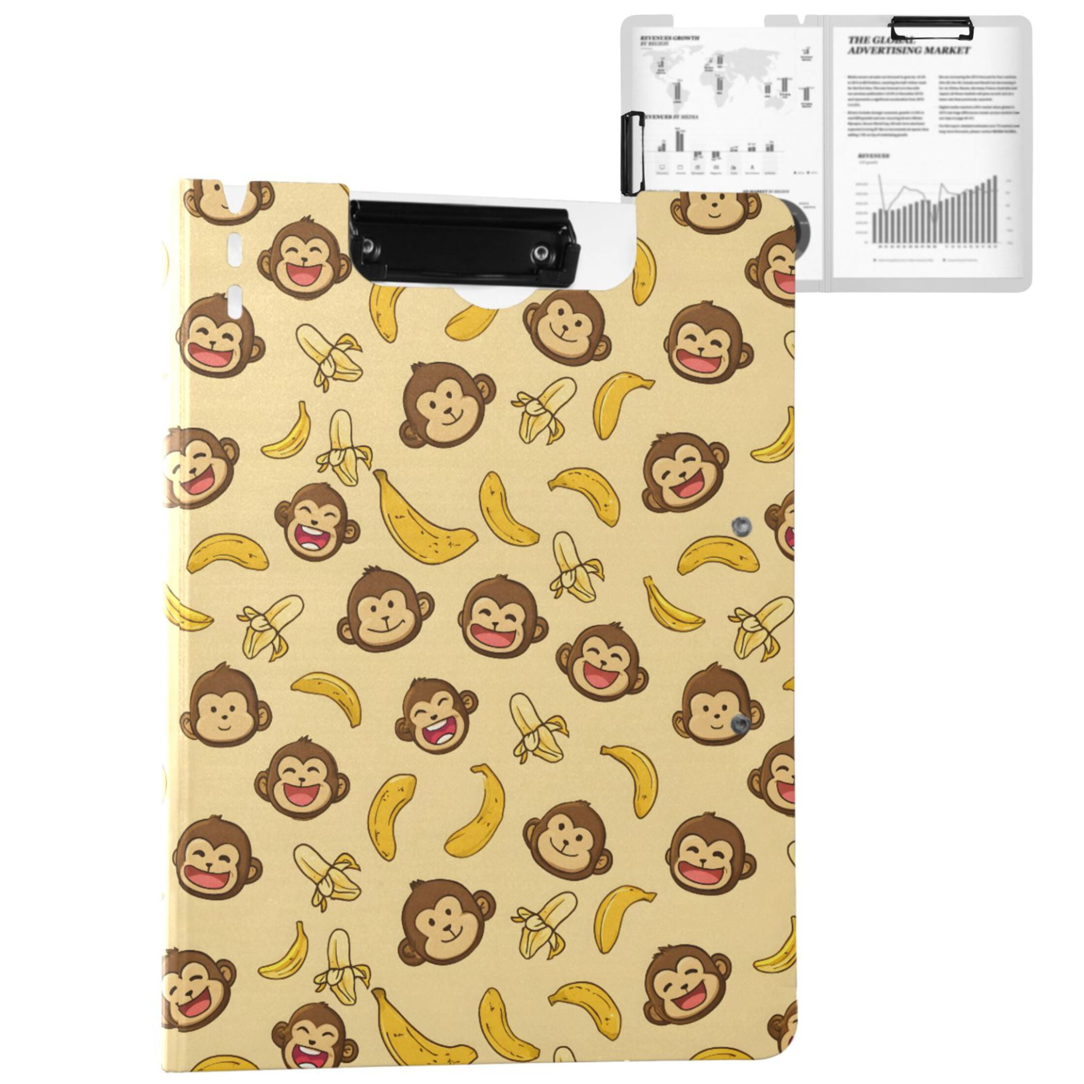 ALAZA Cute Monkey Banana A4 Foldable Clipboard 360 Degree Folder Binder ...