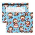 ALAZA Cute Monkey and Strawberry Pattern Pencil Pouch 3 Ring Binder ...