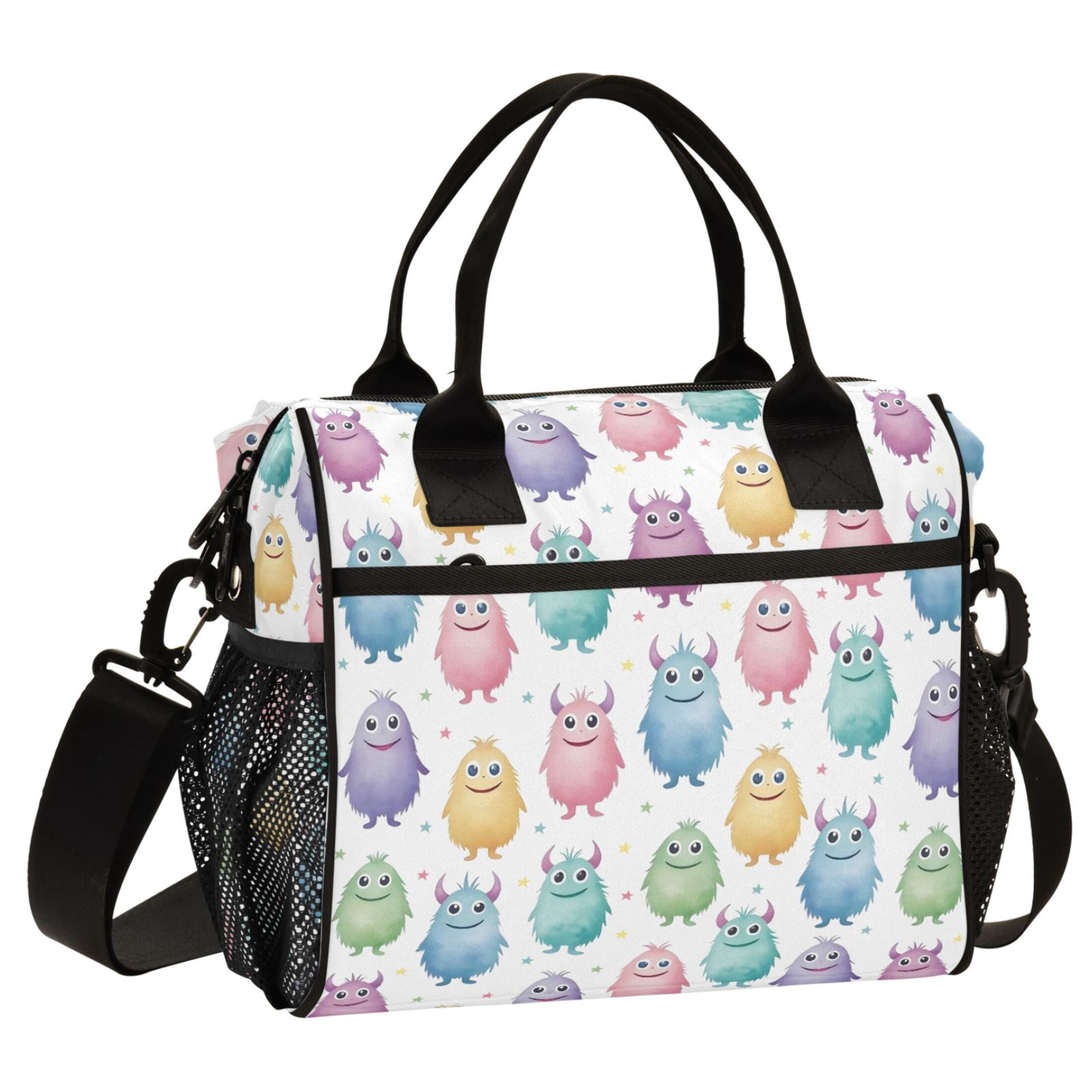 ALAZA Cute Monsters Print Cooler Lunch Bag Insulated Reusable Lunch ...