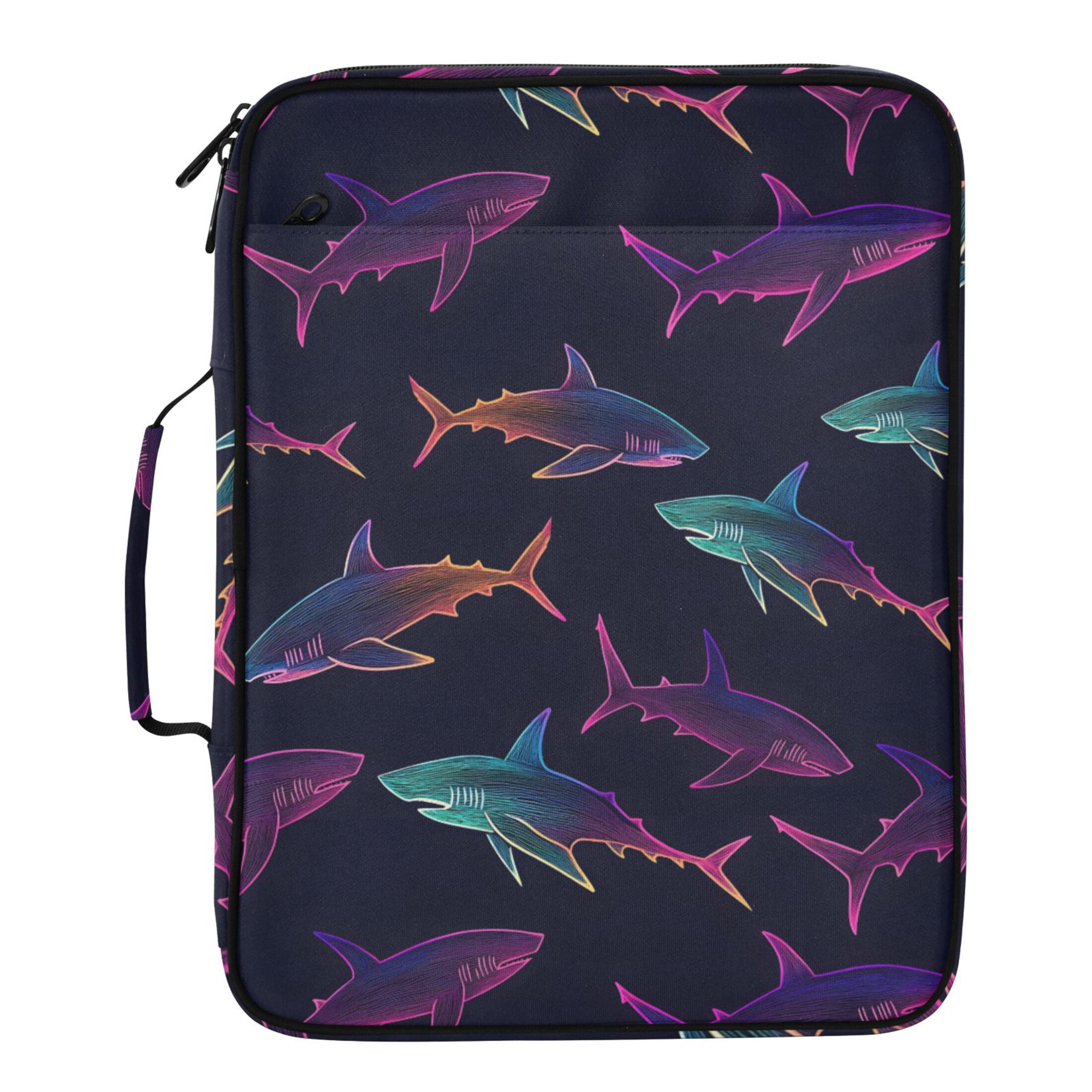 ALAZA Cute Neon Sharks Swim Pattern Expanding Accordion File Folder 3 ...
