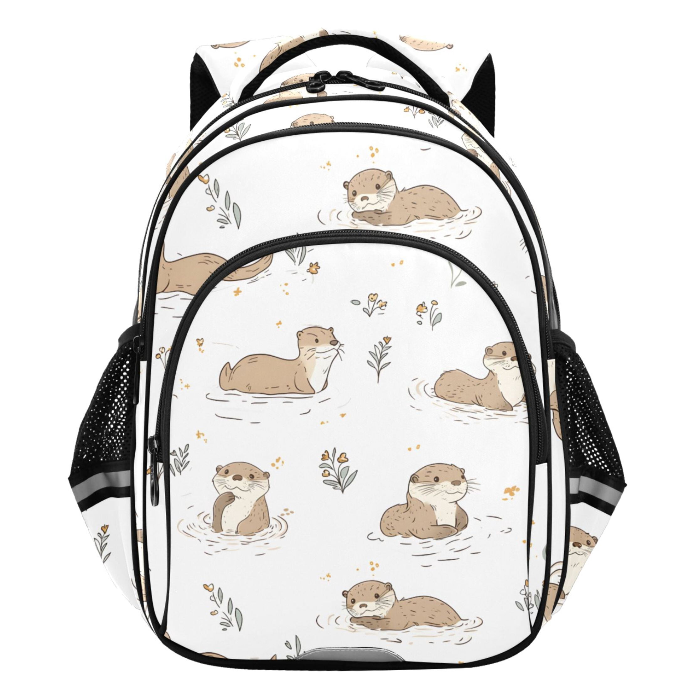 ALAZA Cute Otters Flower School Backpack Elementary Bag Student Bookbag ...