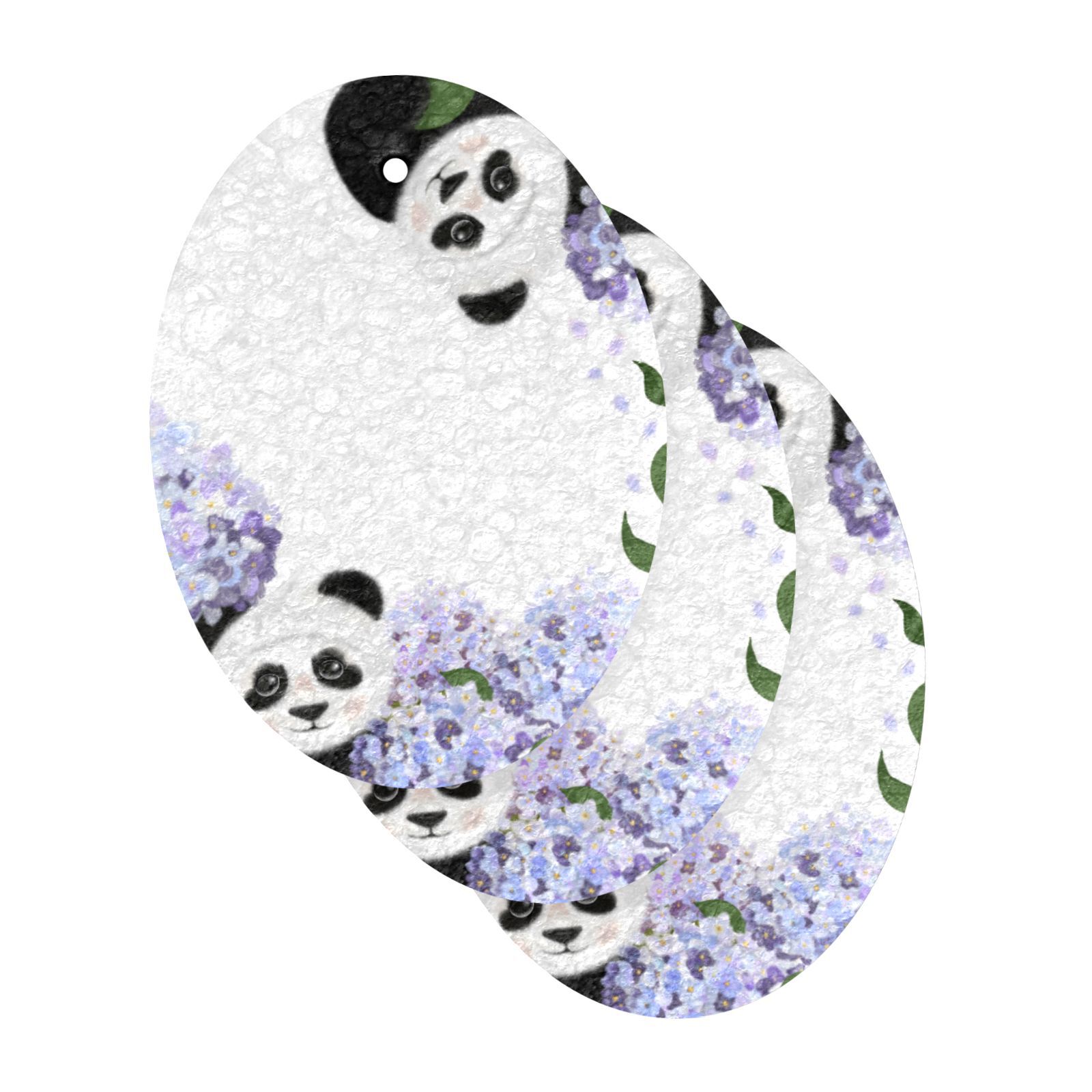 ALAZA Cute Panda Hydrangea Flower Natural Sponges Kitchen Cellulose ...