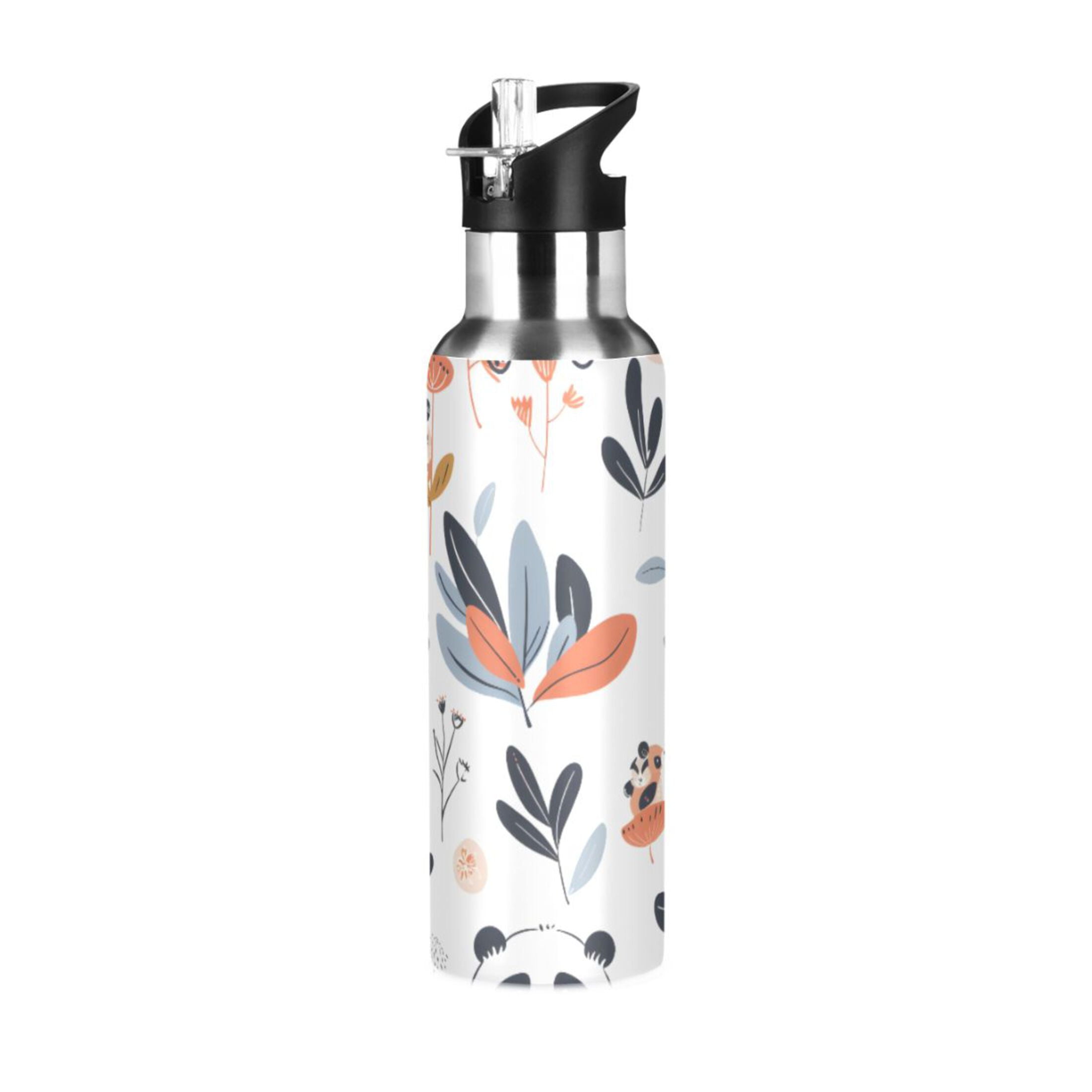ALAZA Cute Panda and Grass Water Bottle Insulated Flask Stainless Steel ...