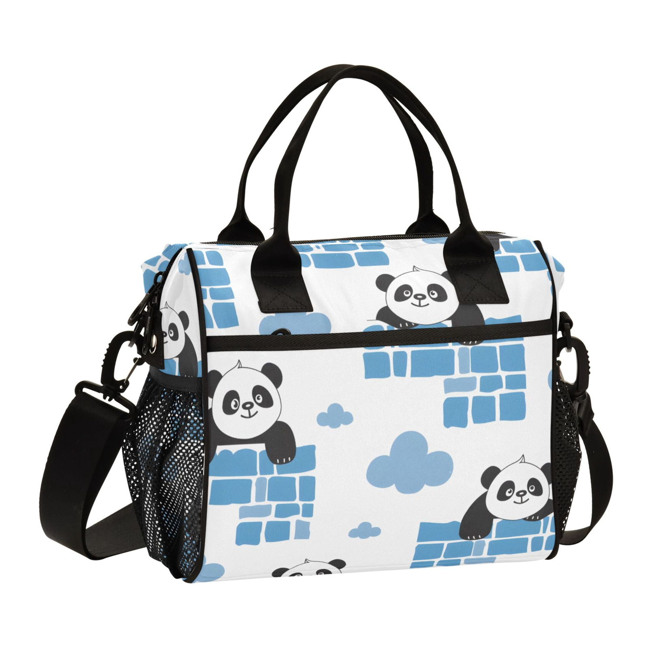 ALAZA Cute Panda and Lattice Insulated Lunch Bag Reusable Tote Box ...