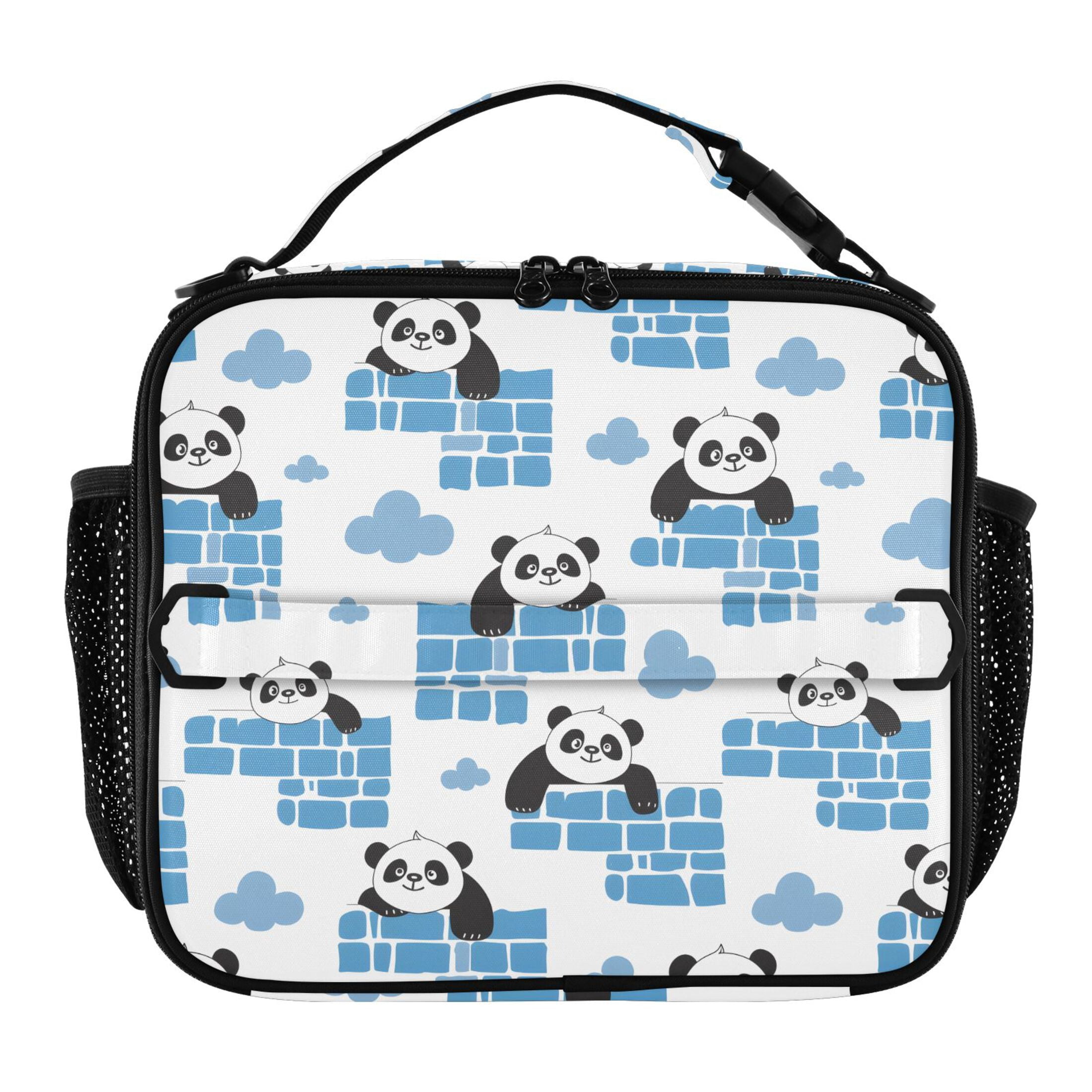 ALAZA Cute Panda and Lattice Lunch Box Insulated Lunch Bag Cooler Tote ...