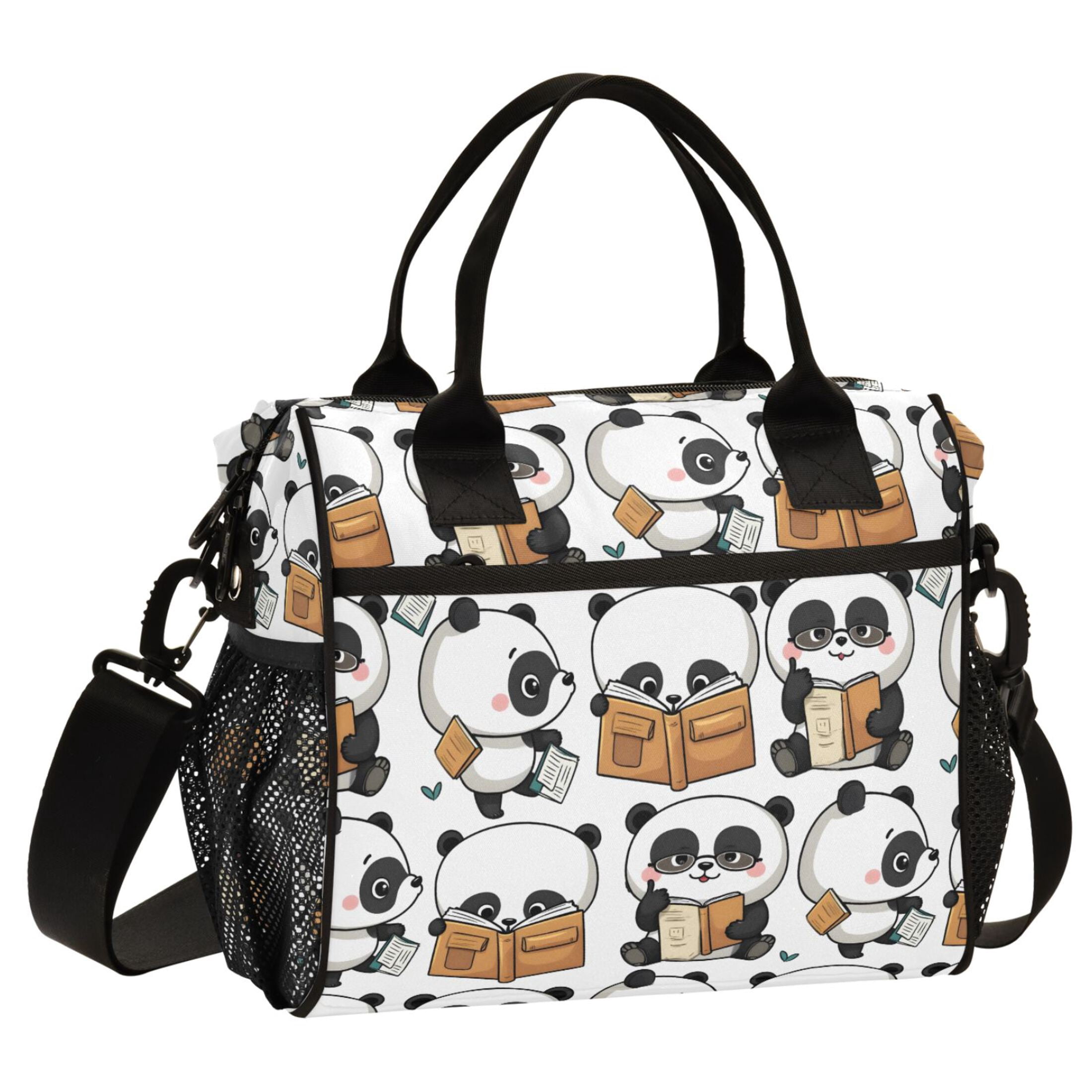 ALAZA Cute Pandas Reading Print Cooler Lunch Bag Insulated Reusable ...