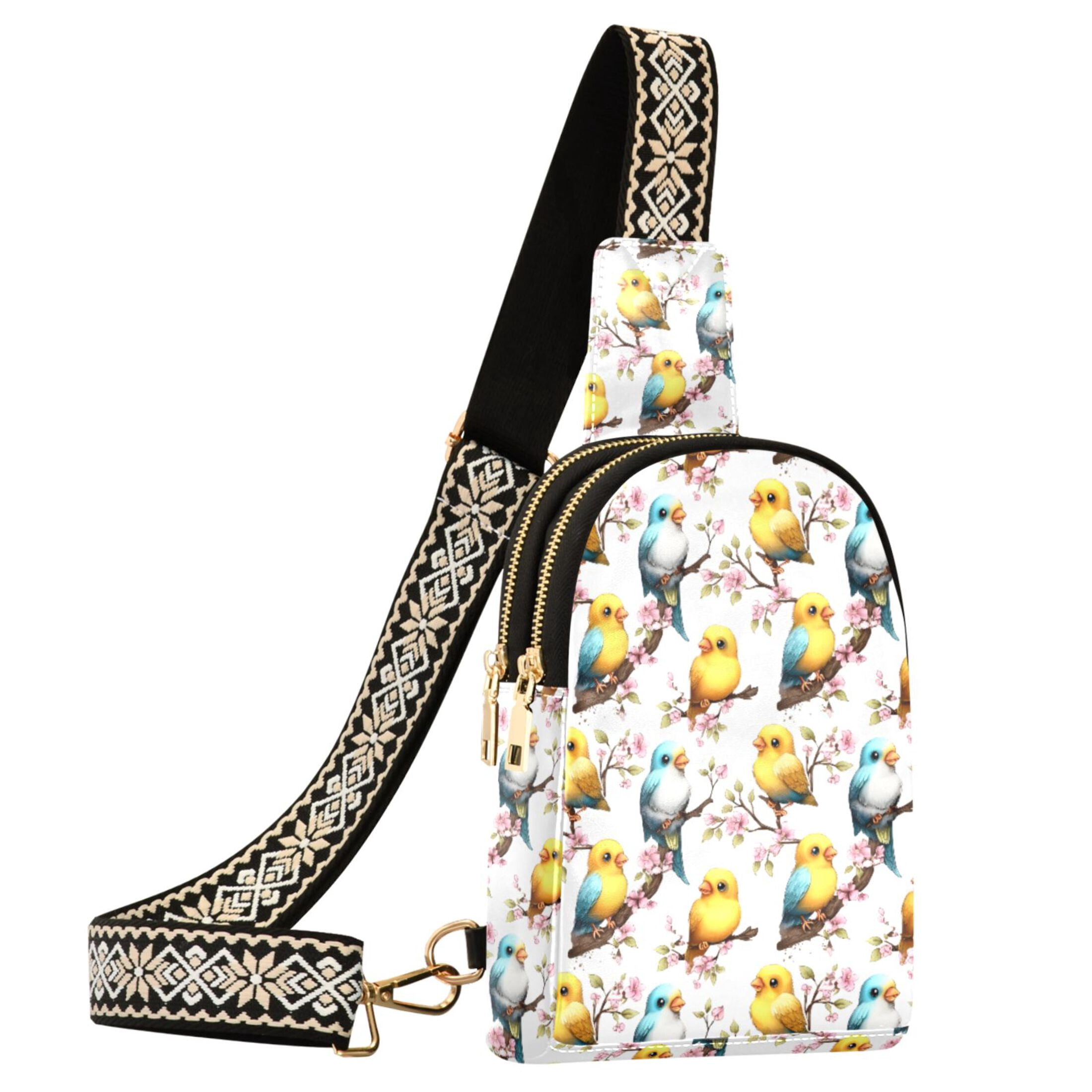 ALAZA Cute Parrot Birds Sling Bag for Women Men Waterproof Crossbody ...