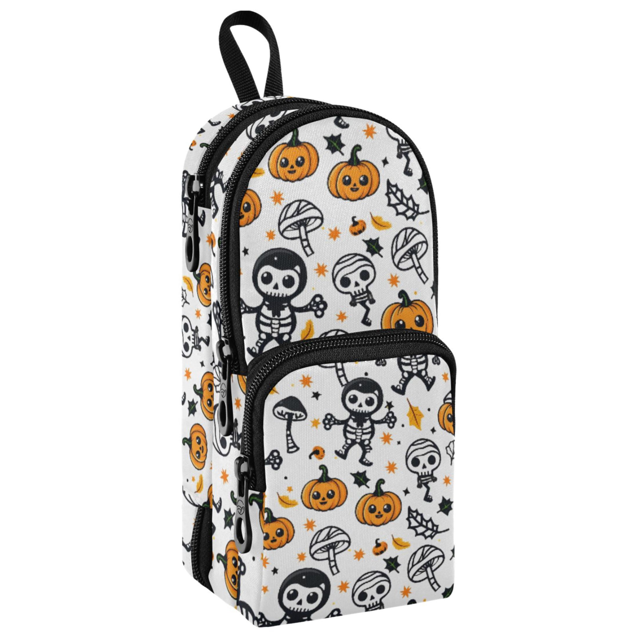 ALAZA Cute Pumpkins Skull Pencil Case Pen Pouch Stationery Organizer ...