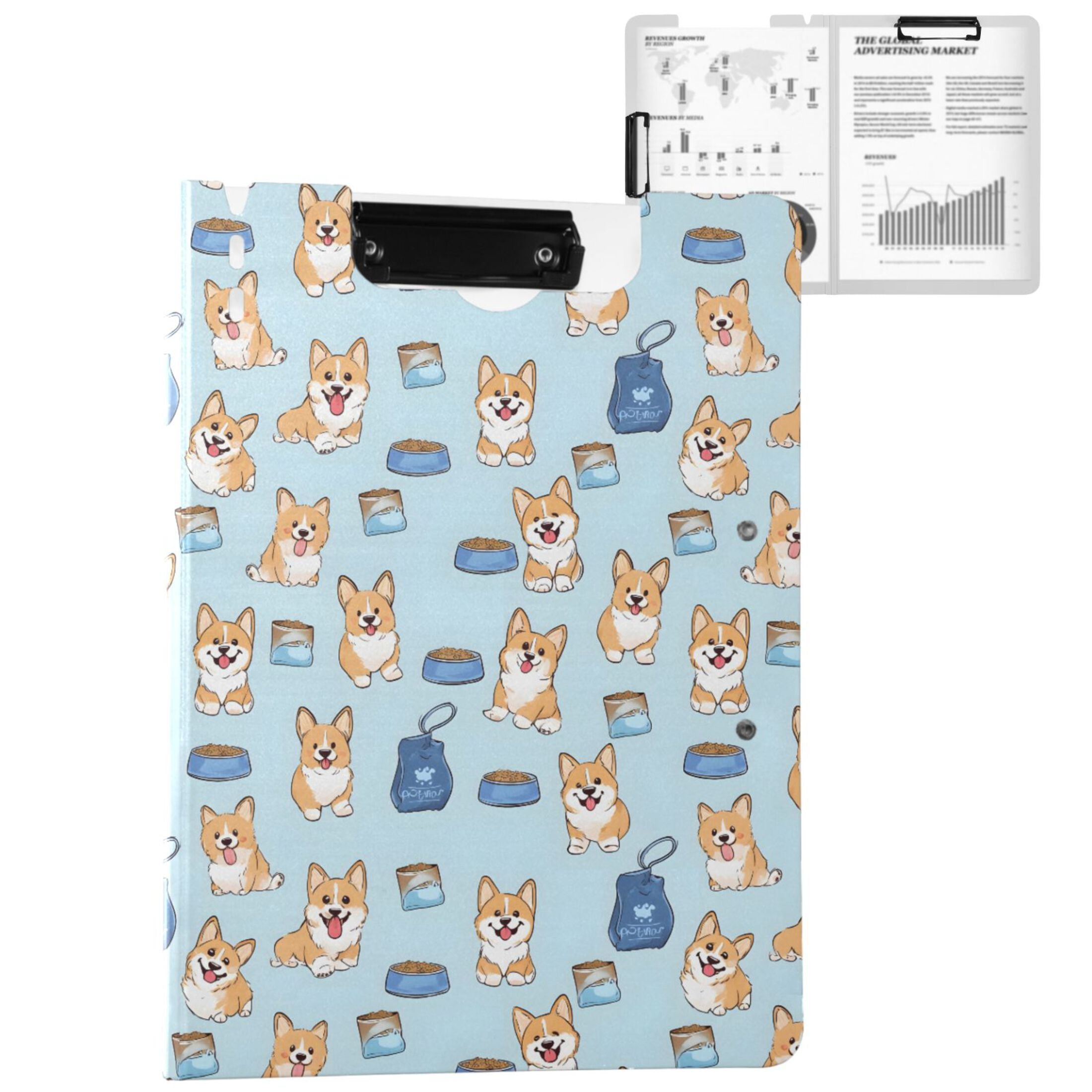 ALAZA Cute Puppy Dogs A4 Foldable Clipboard 360 Degree Folder Binder ...