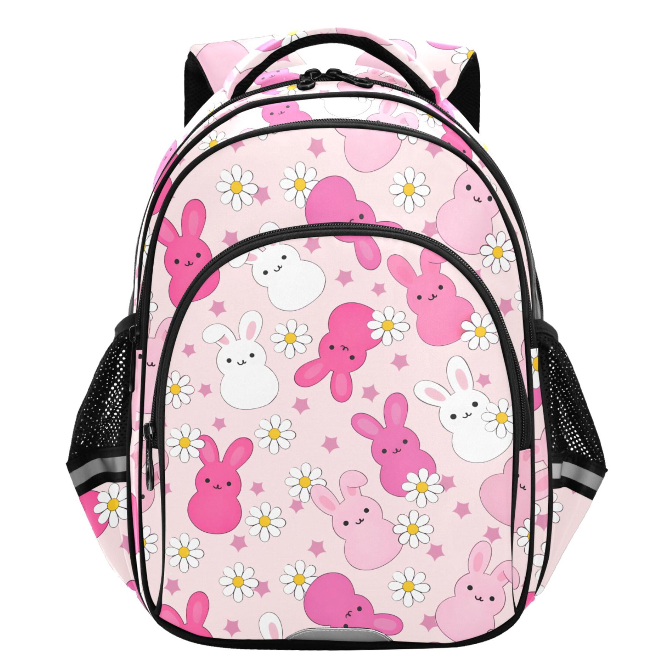 ALAZA Cute Rabbit Daisy Floral School Backpack Elementary Bag Student ...