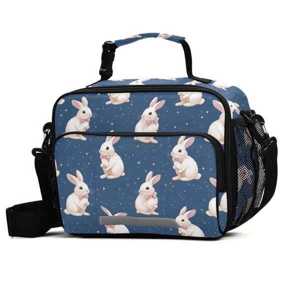 ALAZA Cute Rabbit with Bow Lunch Box Insulated Cooler Bag Reusable Tote ...