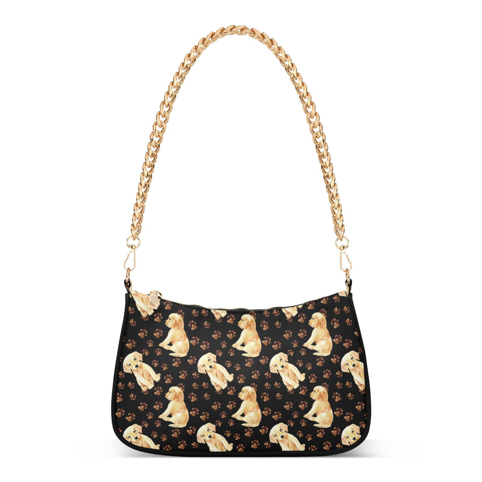 ALAZA Cute Retriever Puppy Dog Paw Print Shoulder Bag Purse for Women ...