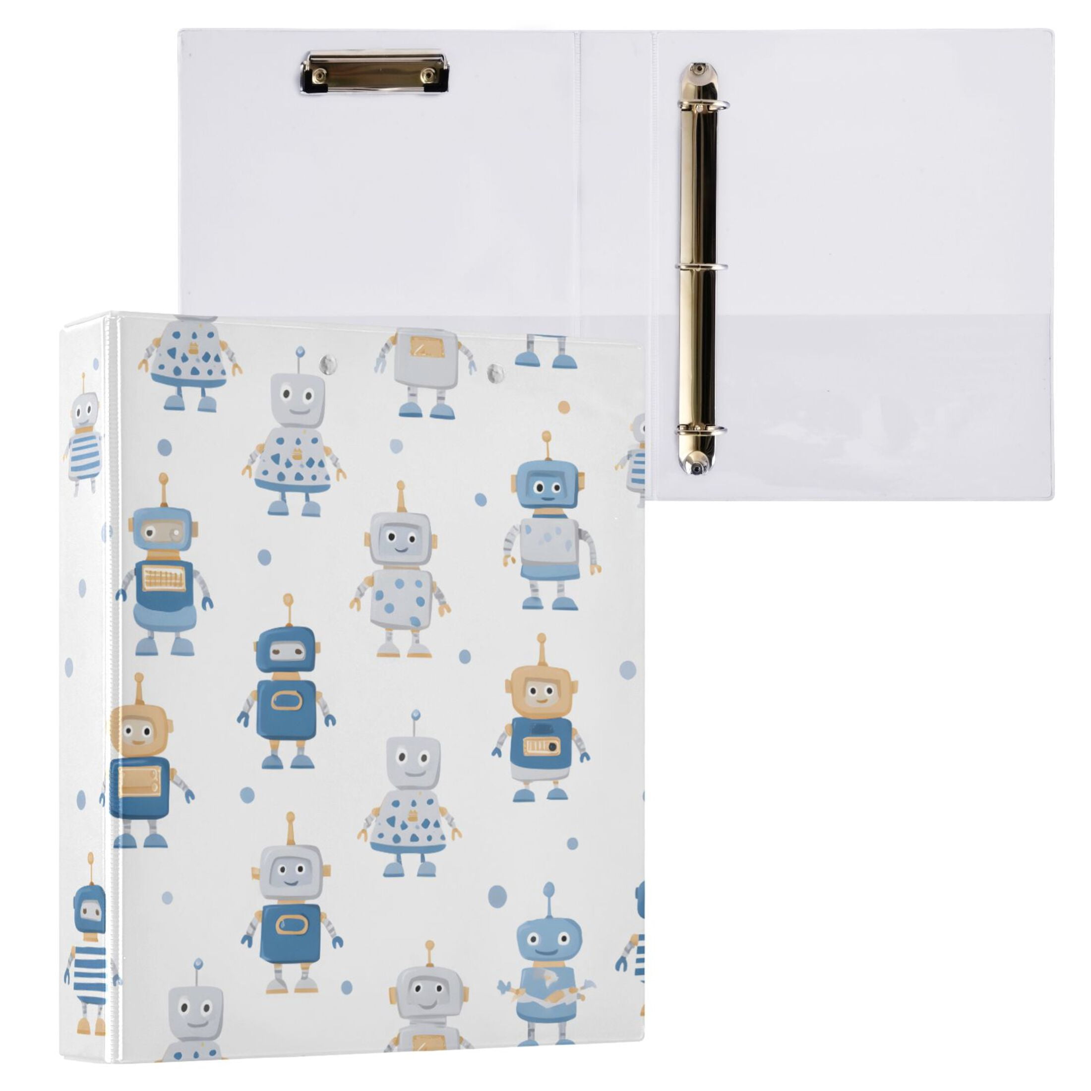 ALAZA Cute Robots Hardcover 3 Ring Binder 1.5" D-Rings with Interior ...