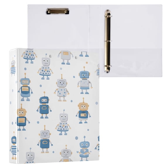 ALAZA Cute Robots Hardcover 3 Ring Binder 1.5" D-Rings with Interior ...