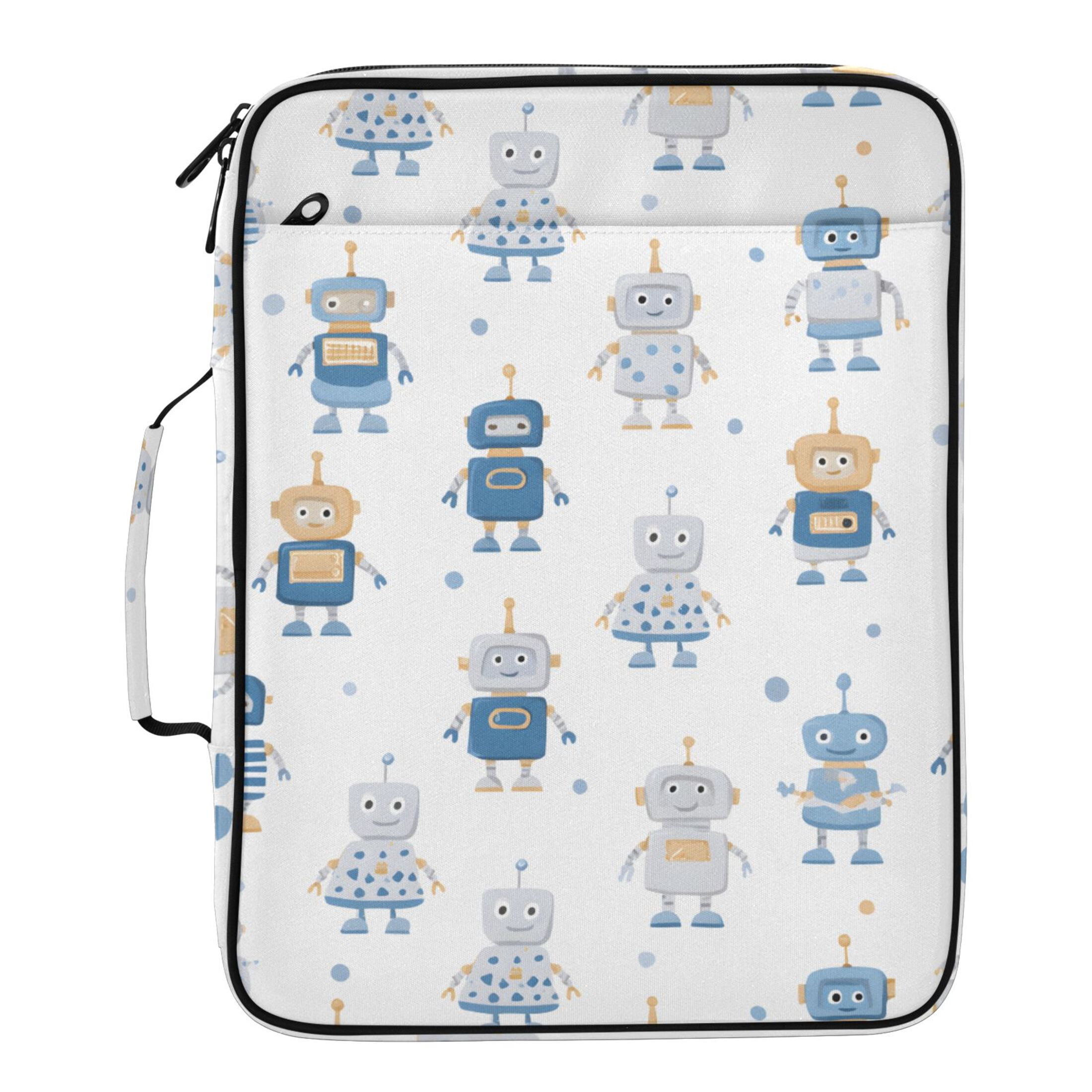 ALAZA Cute Robots Pattern Expanding Accordion File Folder 3 Ring Zipper ...