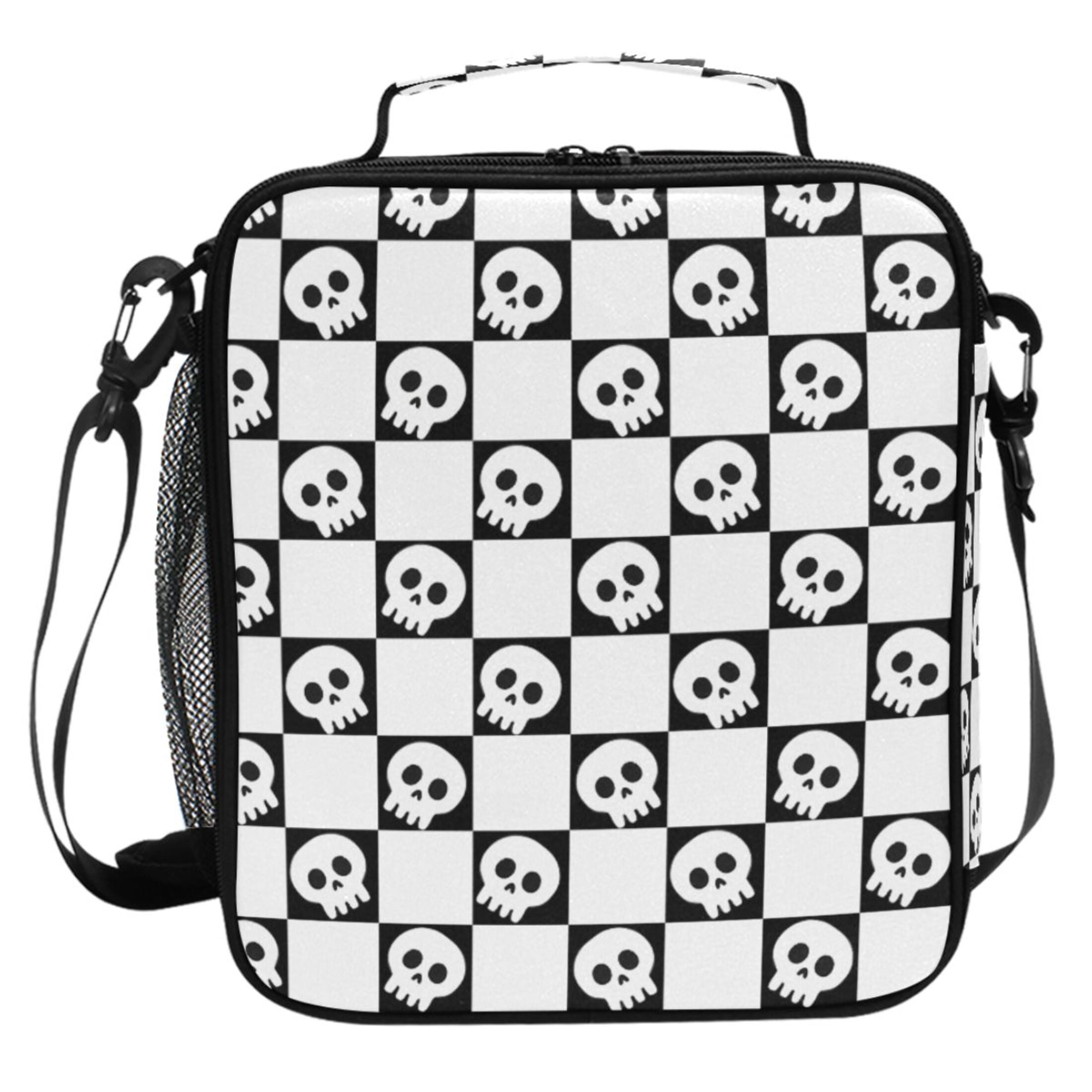 ALAZA Cute Skulls on Checkered Lunch Box Insulated Cooler Lunch Bag ...