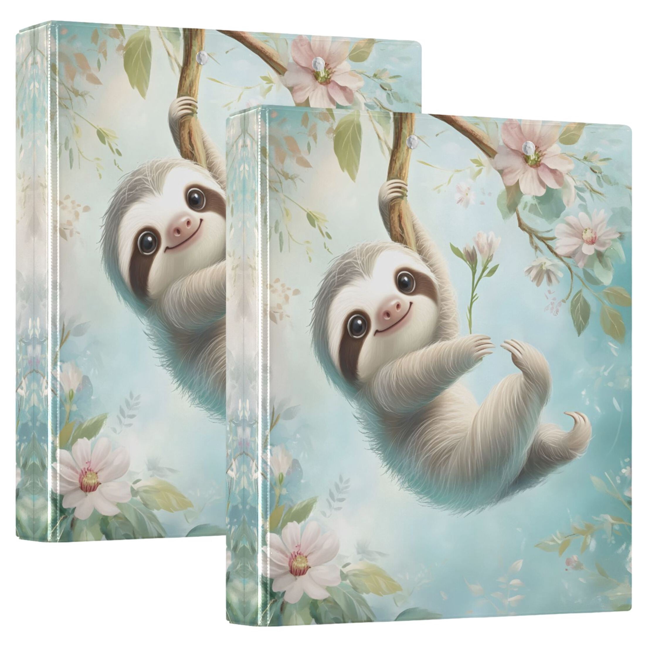 ALAZA Cute Sloth Hardcover 3 Ring Binder 1.5" D-Rings with Interior ...