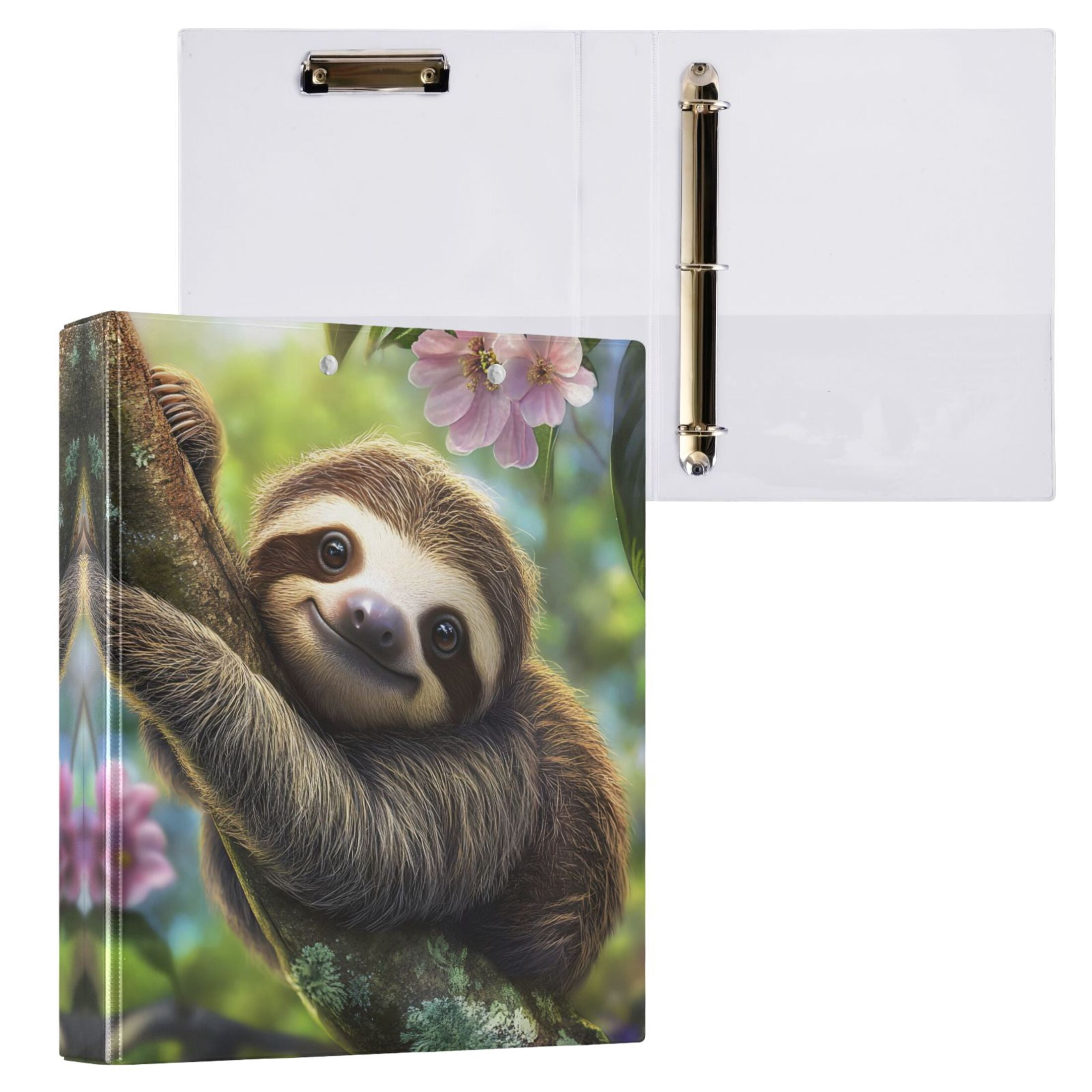 ALAZA Cute Sloth on Tree Hardcover 3 Ring Binder 1.5" D-Rings with ...