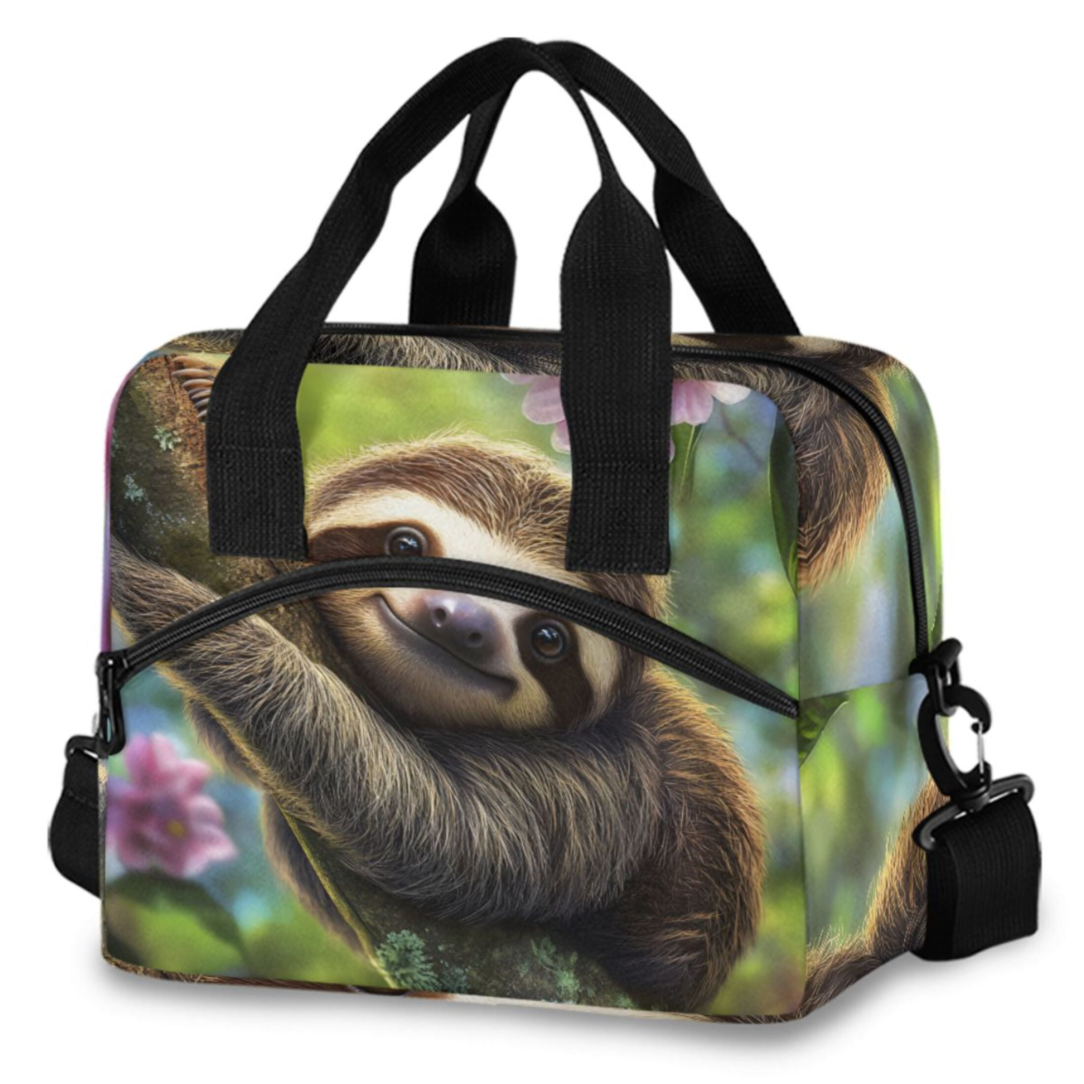 ALAZA Cute Sloth on Tree Insulated Lunch Box Large Reusable Cooler Bag ...