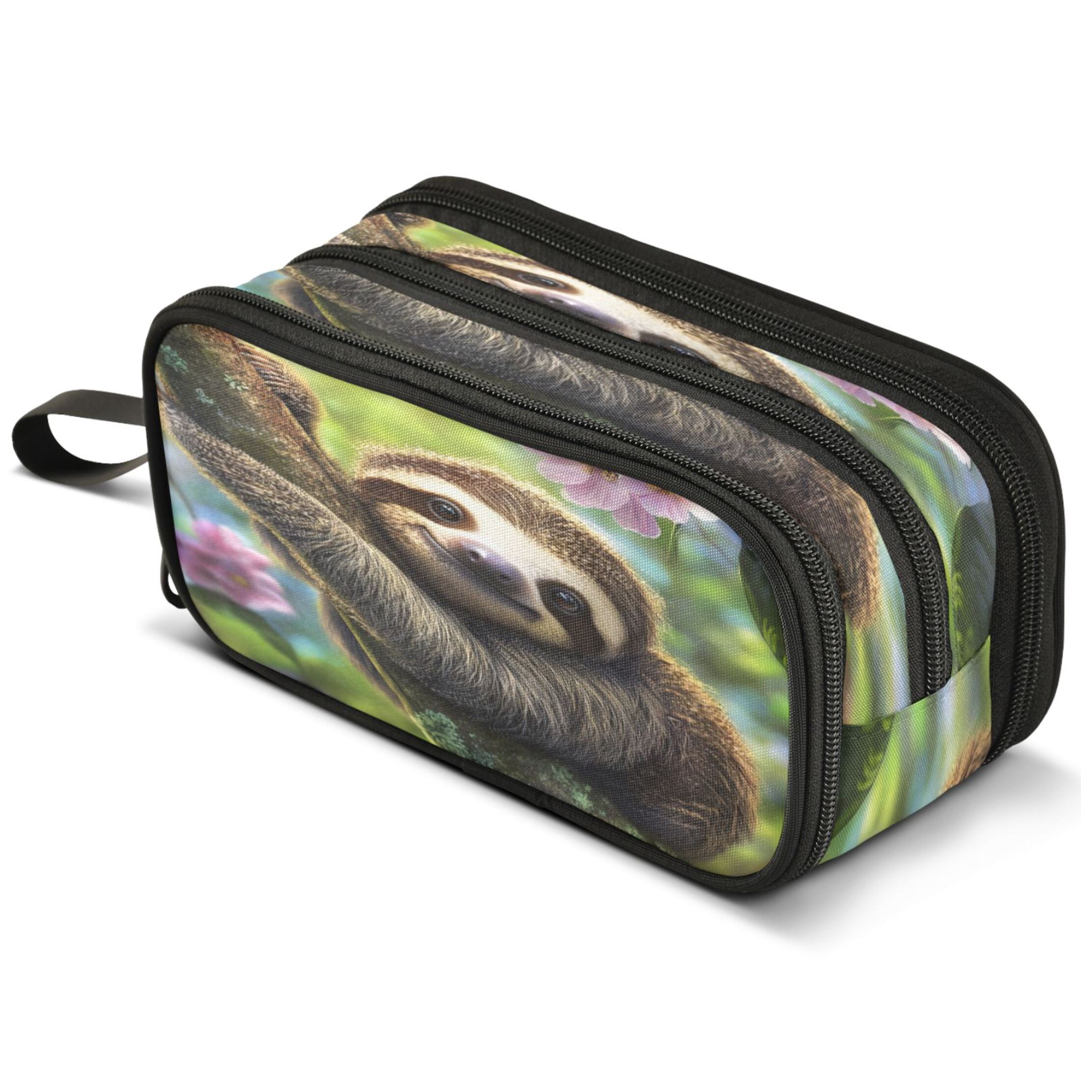 ALAZA Cute Sloth on Tree Pencil Case Bag Large 3 Compartment Pen Pouch ...