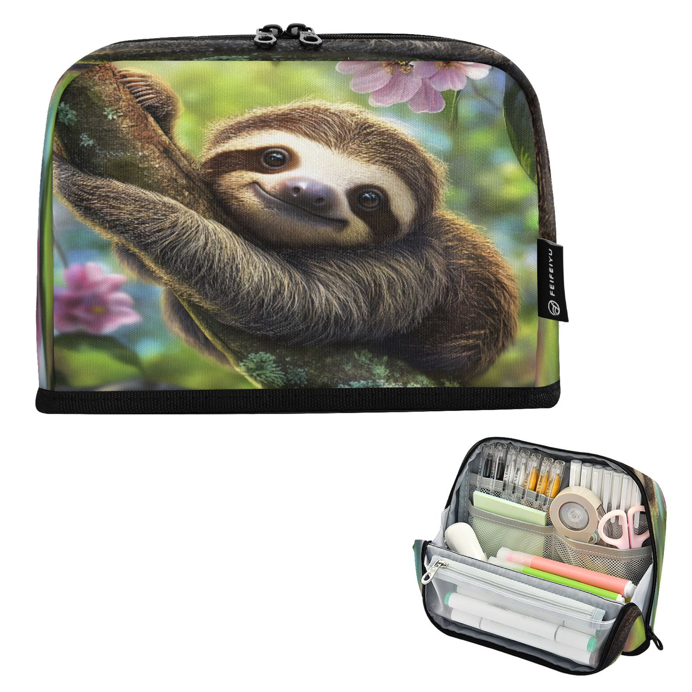 ALAZA Cute Sloth on Tree Pencil Case Pen Pouch Bag Large Capacity ...