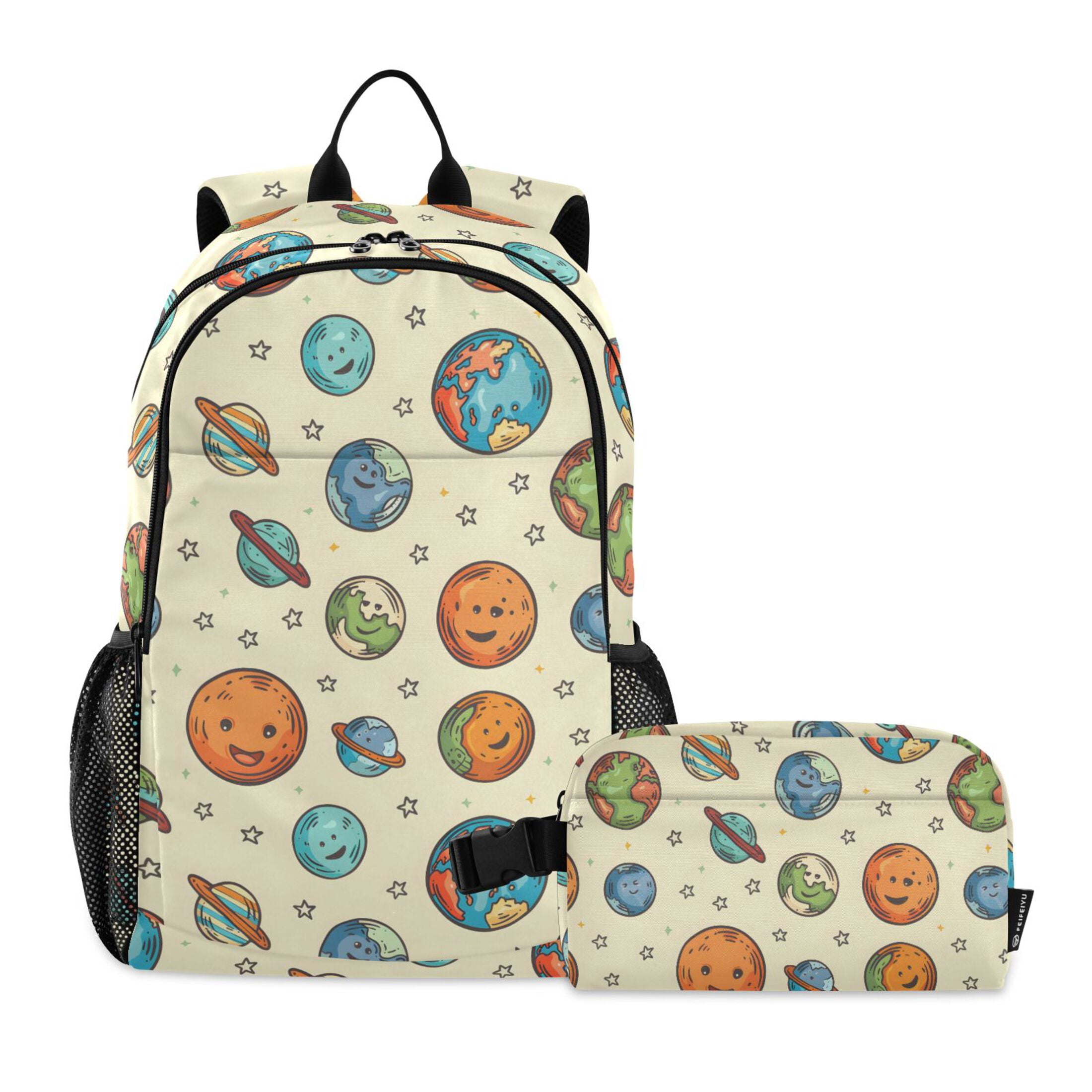 ALAZA Cute Spaceship School Backpack Lunch Box Set Student Bookbag ...