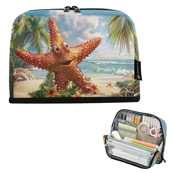 ALAZA Cute Star Fish Tropical Palm Pencil Case Pen Pouch Bag Large ...