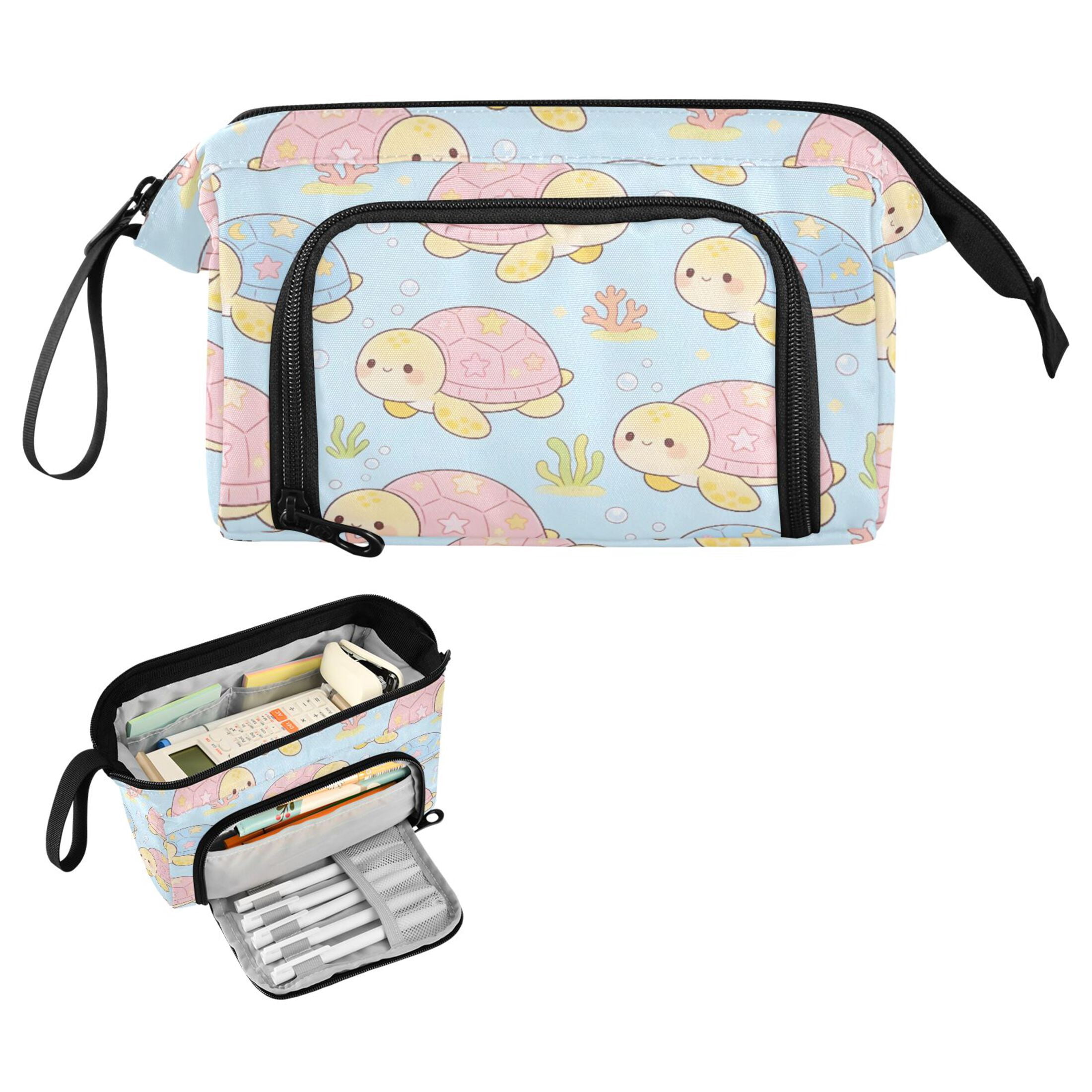 ALAZA Cute Turtle Seaweed Pencil Pouch Big Capacity Pencil Case Zipper ...