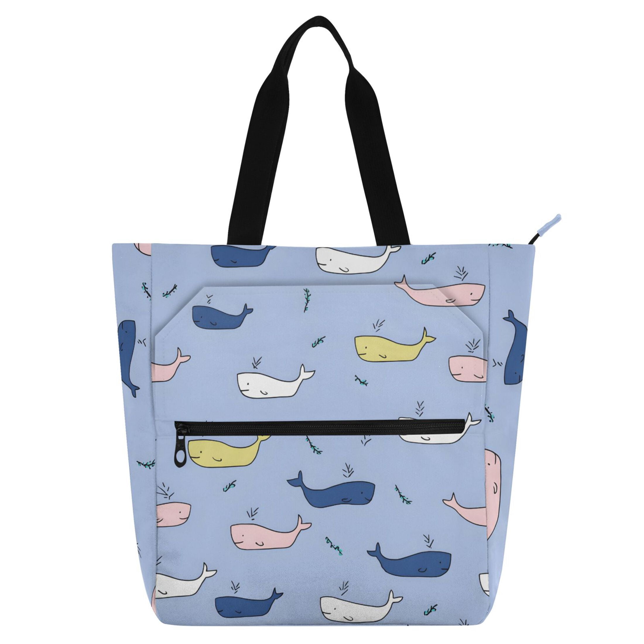 ALAZA Cute Whale Hand Draw School Book Bag Kids Tote Bags Handbag ...