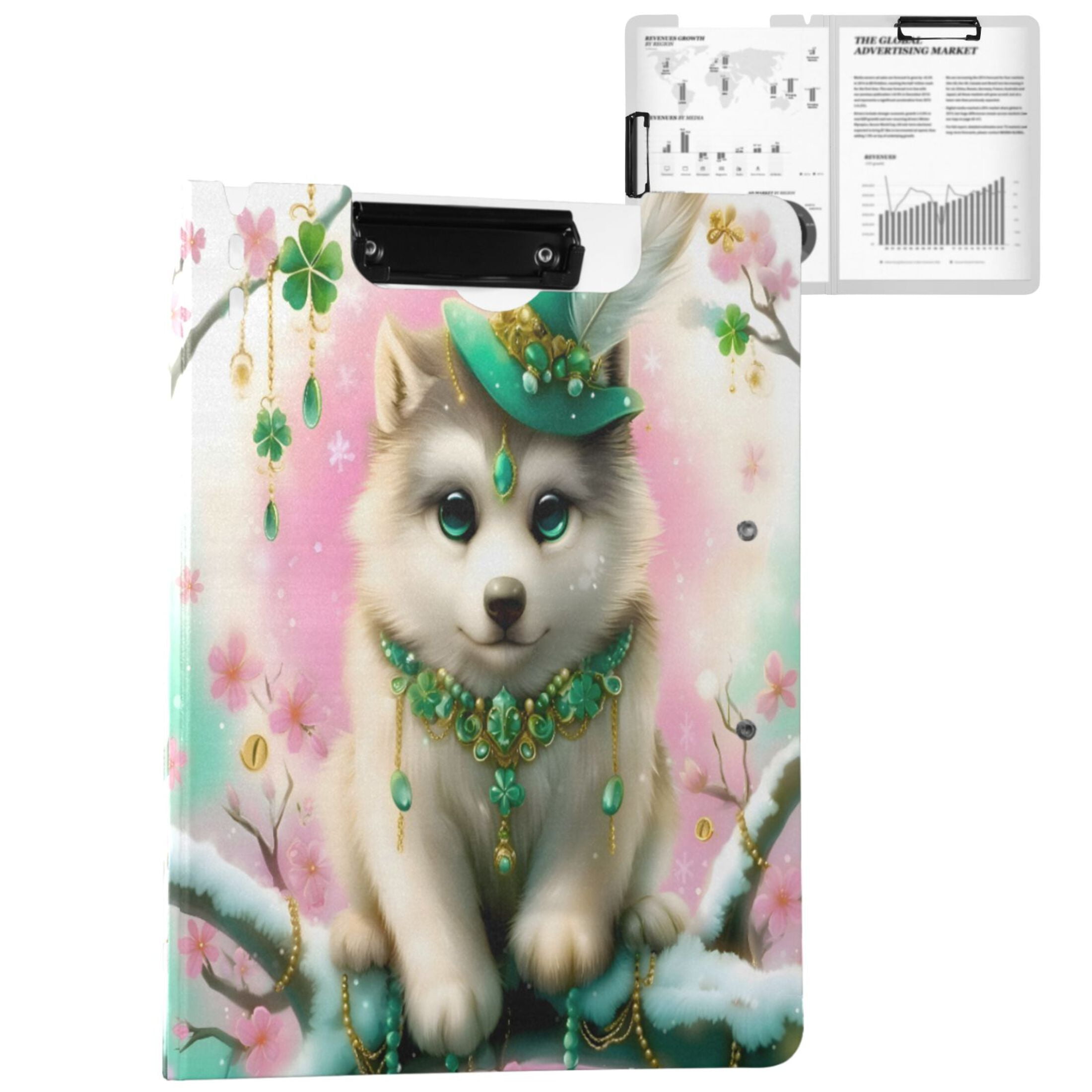 ALAZA Cute Wolf A4 Foldable Clipboard 360 Degree Folder Binder ...