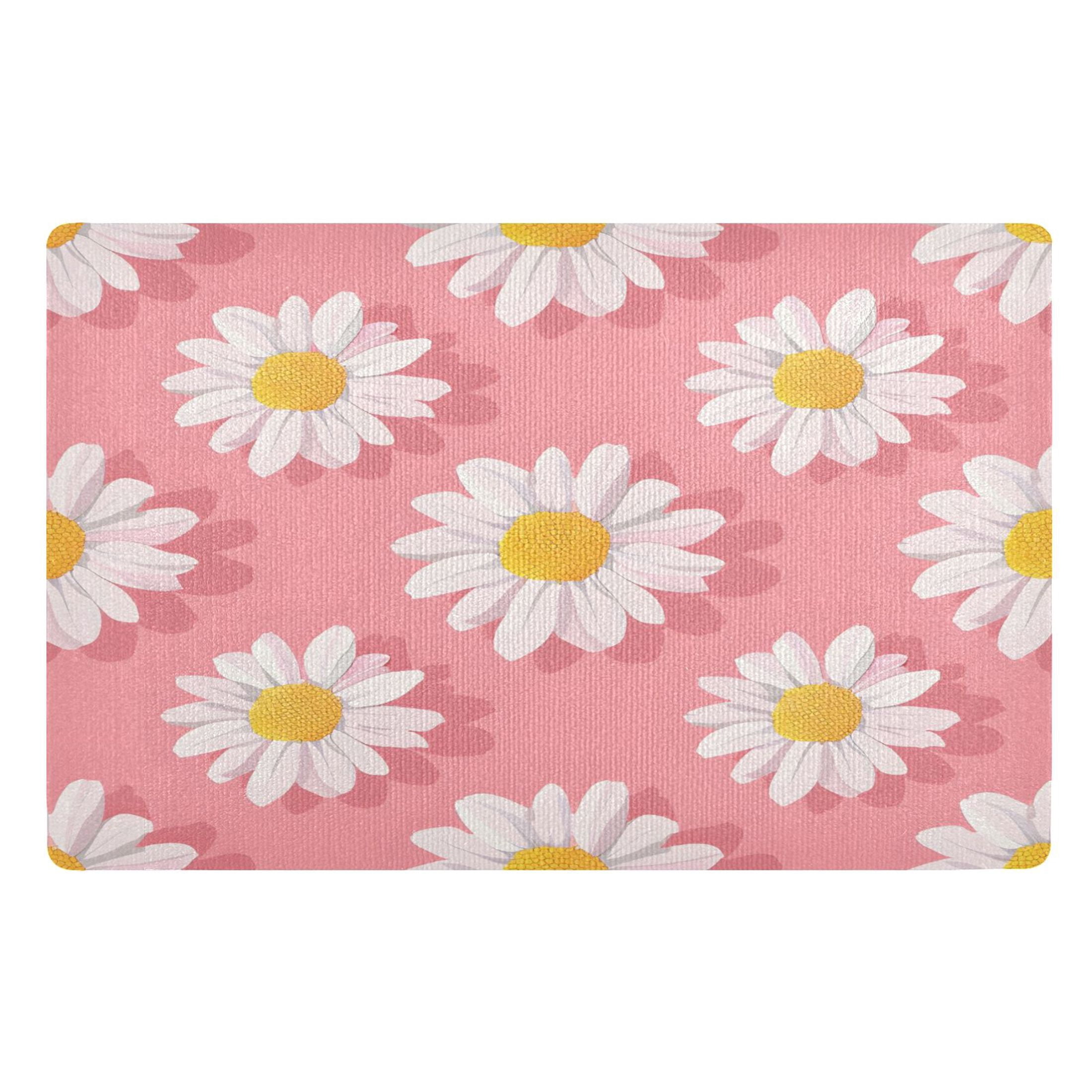 ALAZA Daisy Chrysanthemum Flower Door Mats Outdoor Indoor Entrance Low ...