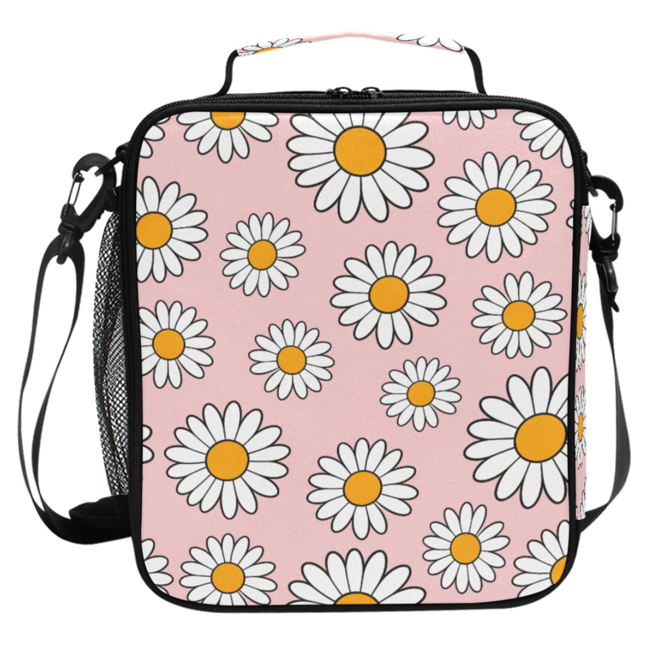 ALAZA Daisy Floral Pink Lunch Box Insulated Cooler Lunch Bag with ...