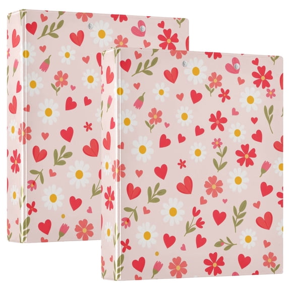 ALAZA Daisy Flowers Hearts Hardcover 3 Ring Binder 1.5" D-Rings with ...