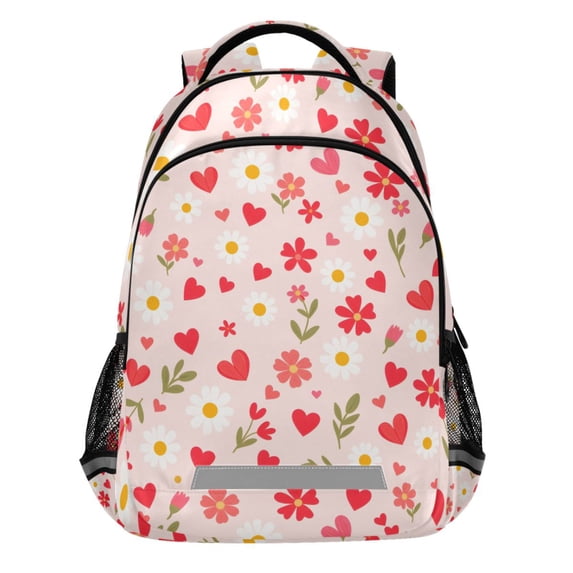 ALAZA Daisy Flowers Hearts Pattern Backpack Elementary School Bags ...