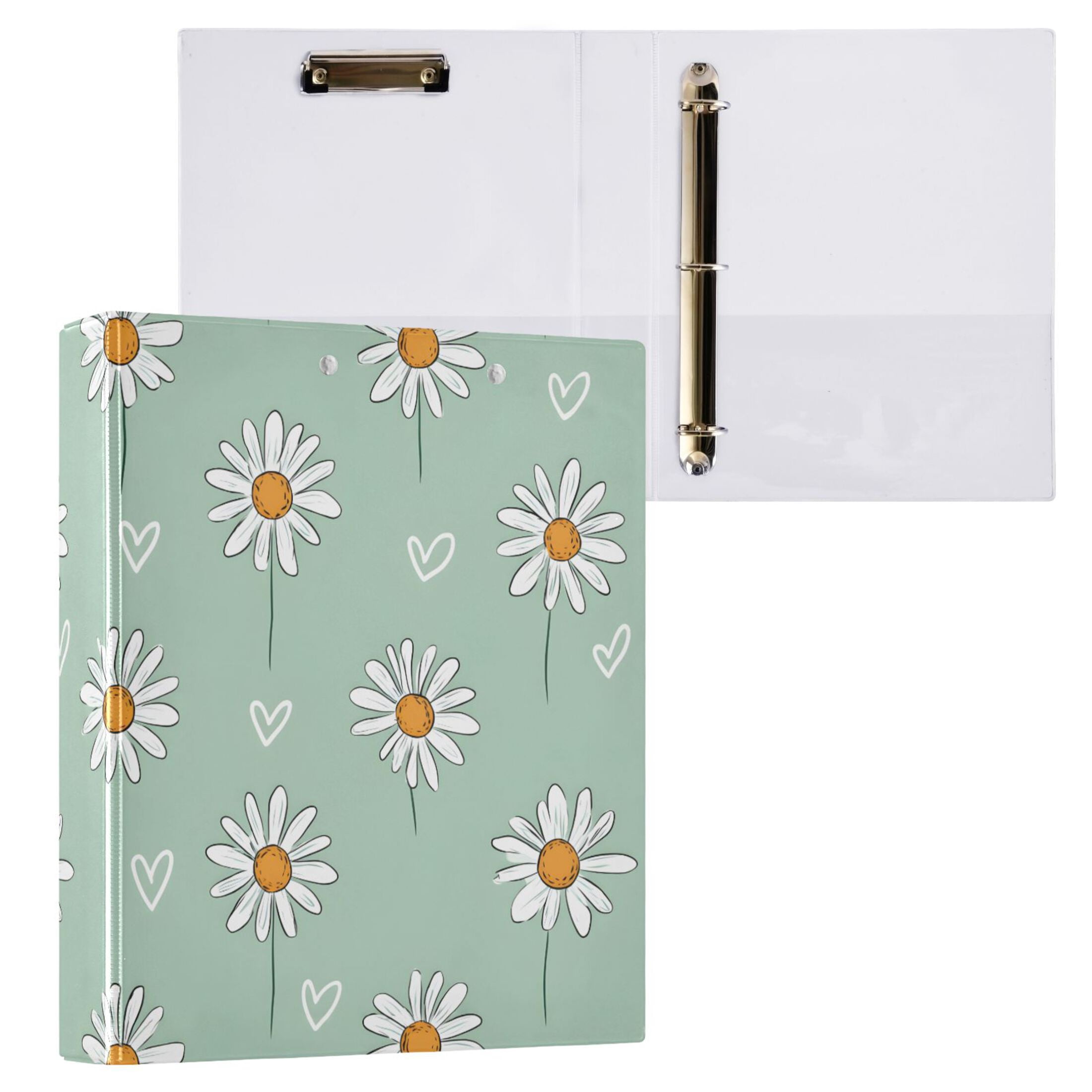 ALAZA Daisy Hearts Hardcover 3 Ring Binder 1.5" D-Rings with Interior ...