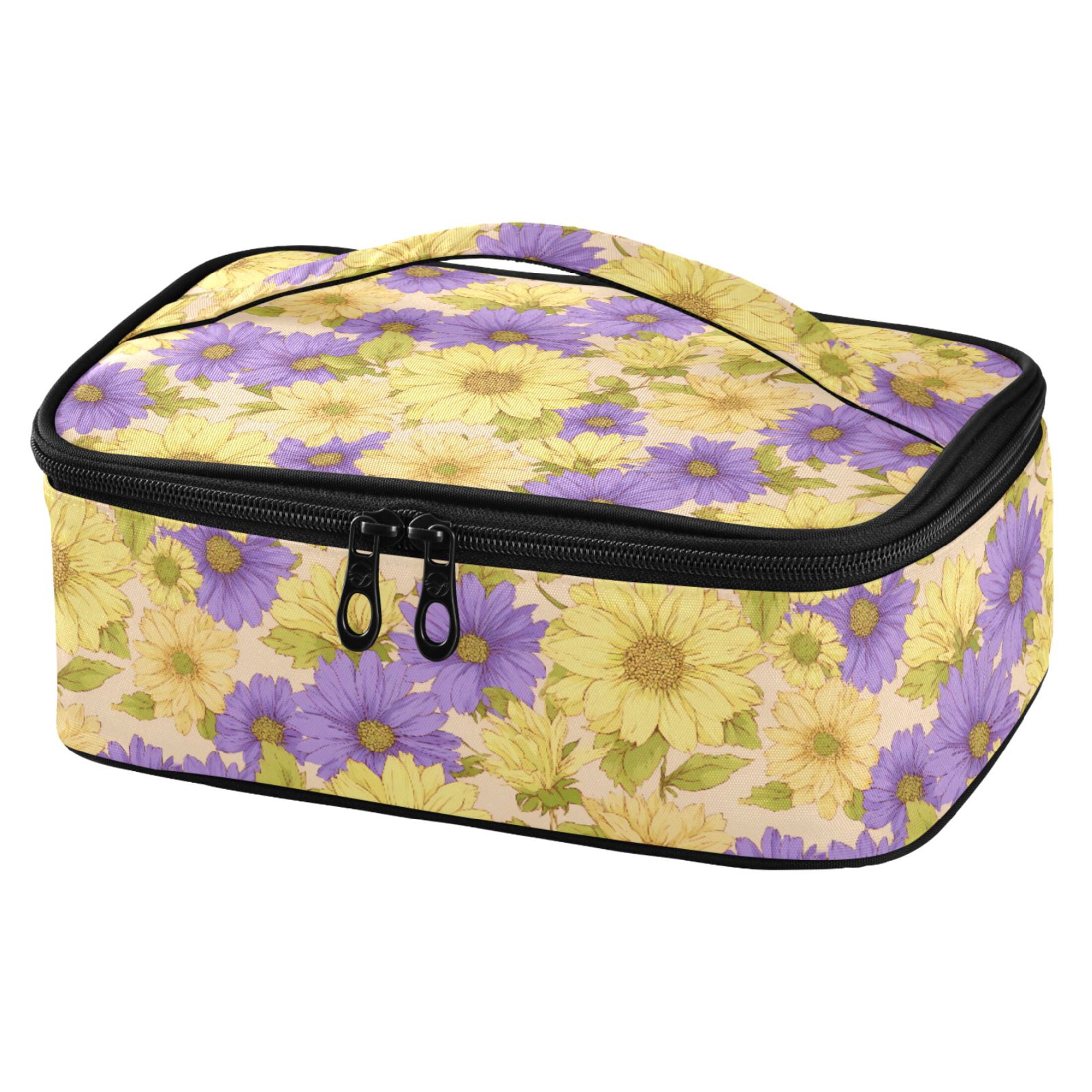 ALAZA Daisy Retro Flower Lunch Box Insulated Cooler Tote Bag Reusable ...