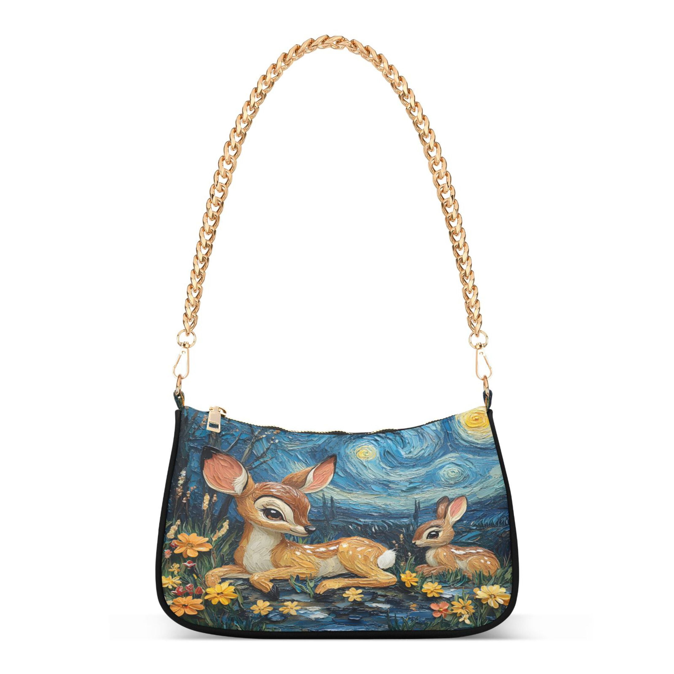 ALAZA Deer Starry Night Women's Chain Shoulder Bag Hobo Handbag Tote ...
