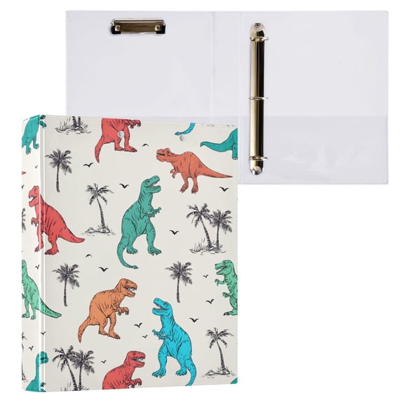 ALAZA Dinosaur Palm Tree Hardcover 3 Ring Binder 1.5" D-Rings with ...