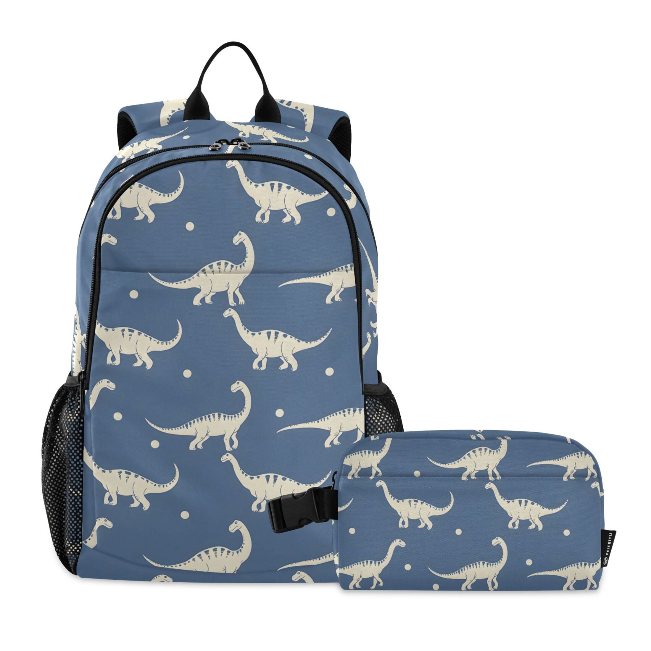 ALAZA Dinosaur Silhouettes Blue School Backpack Lunch Box Set Student ...
