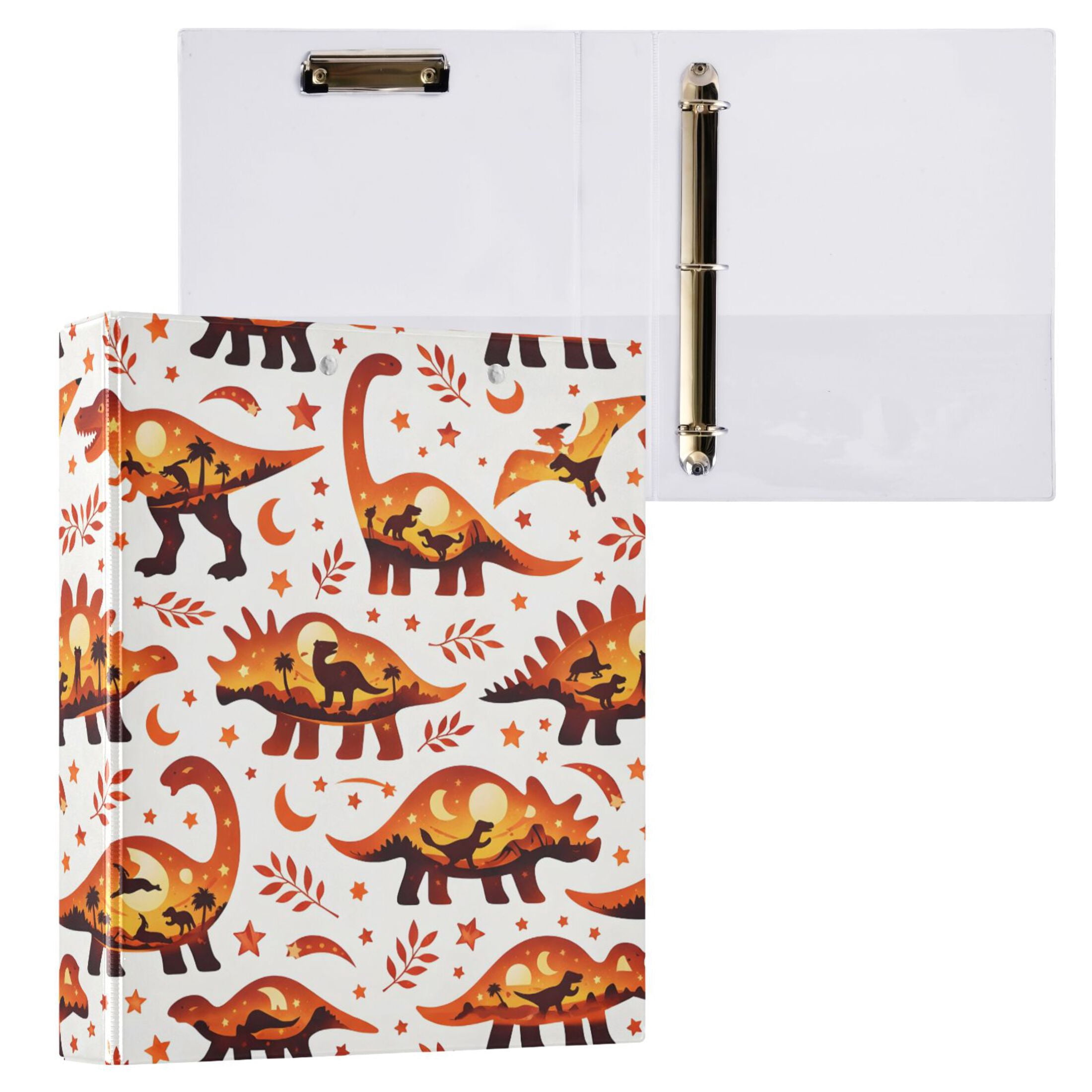 ALAZA Dinosaur Sunset Forest Hardcover 3 Ring Binder 1.5" D-Rings with ...