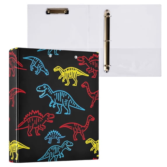 ALAZA Dinosaur-a1 Hardcover 3 Ring Binder 1.5" D-Rings with Interior ...