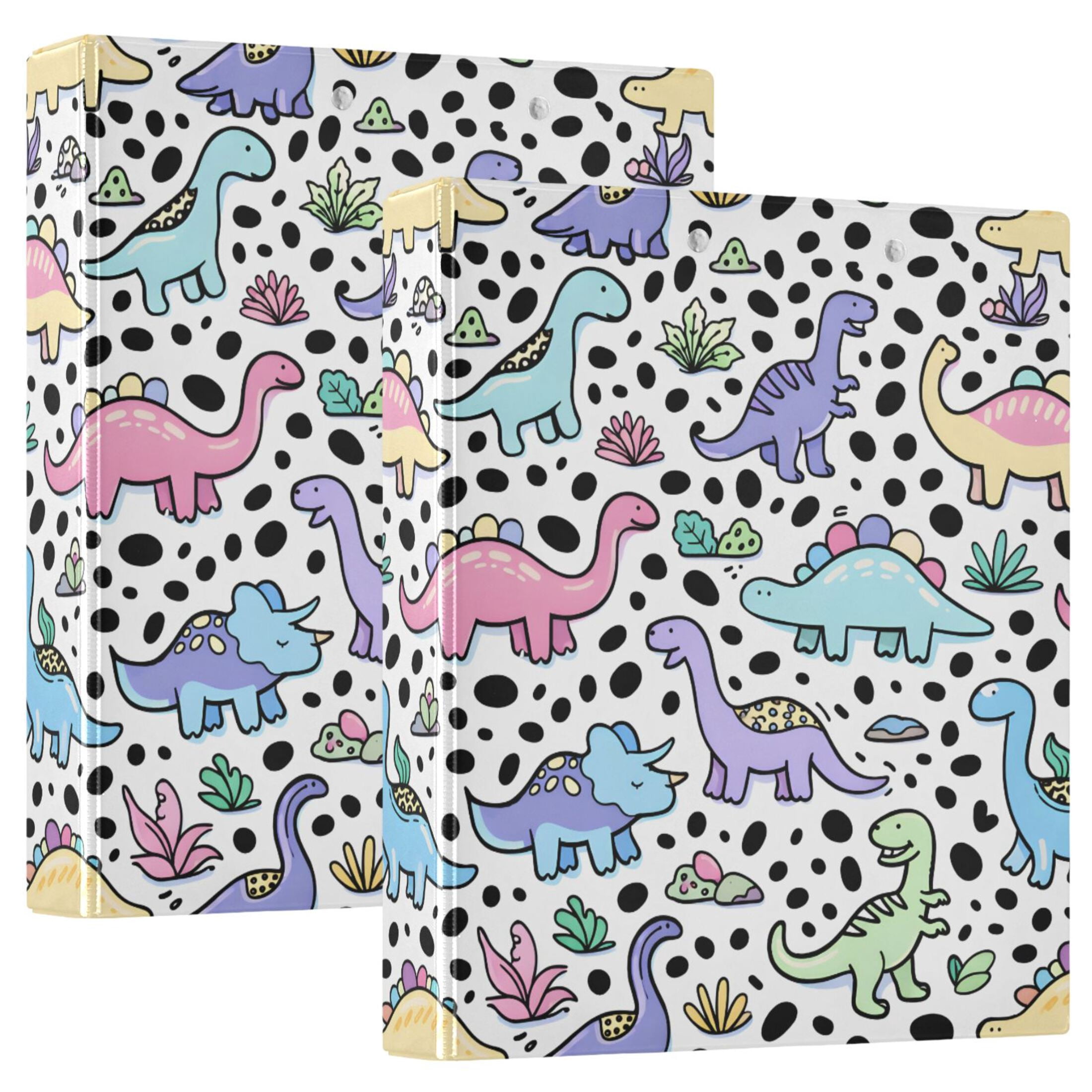ALAZA Dinosaur on Leopard Spots Hardcover 3 Ring Binder 1.5" D-Rings ...