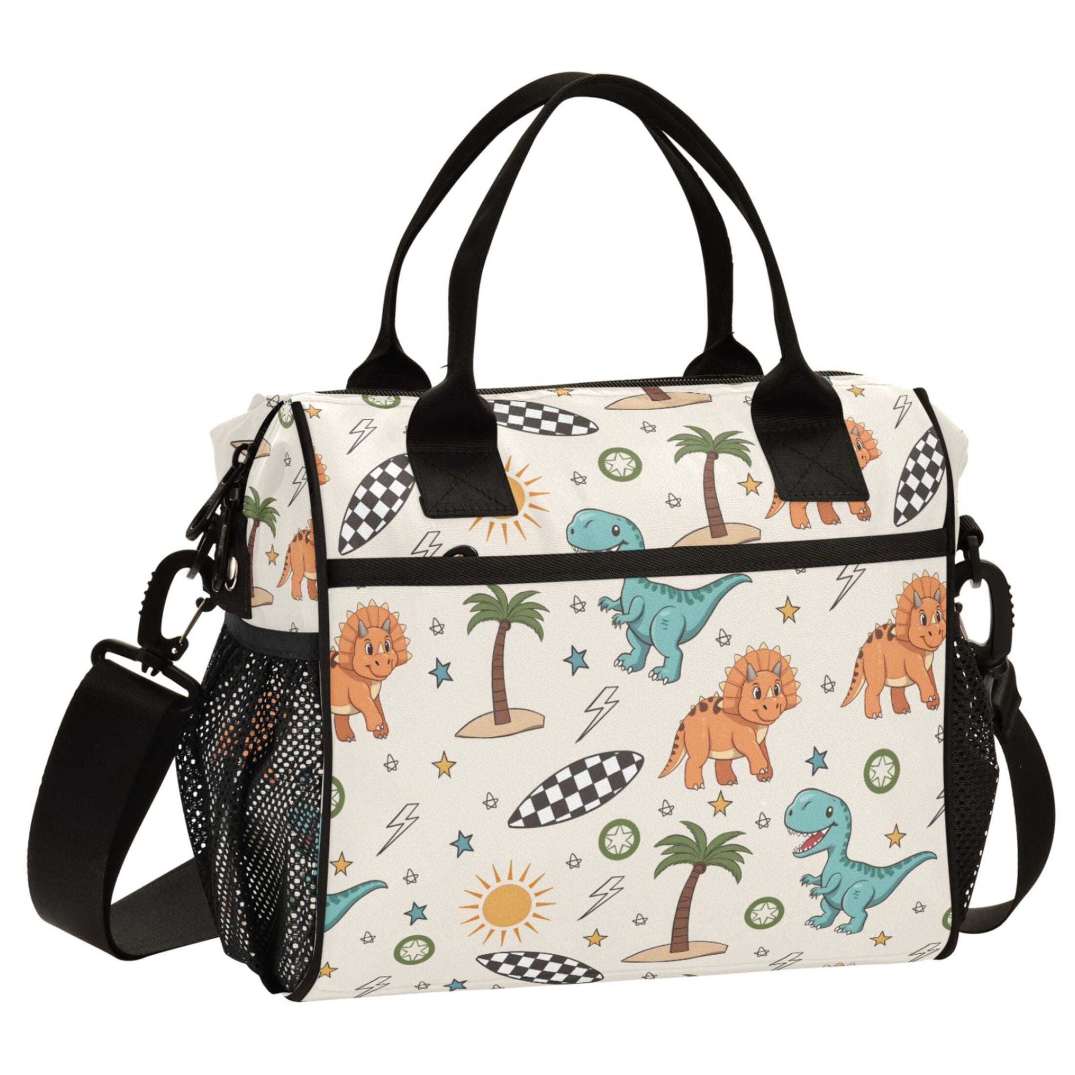 ALAZA Dinosaurs Palm Tree Print Cooler Lunch Bag Insulated Reusable ...